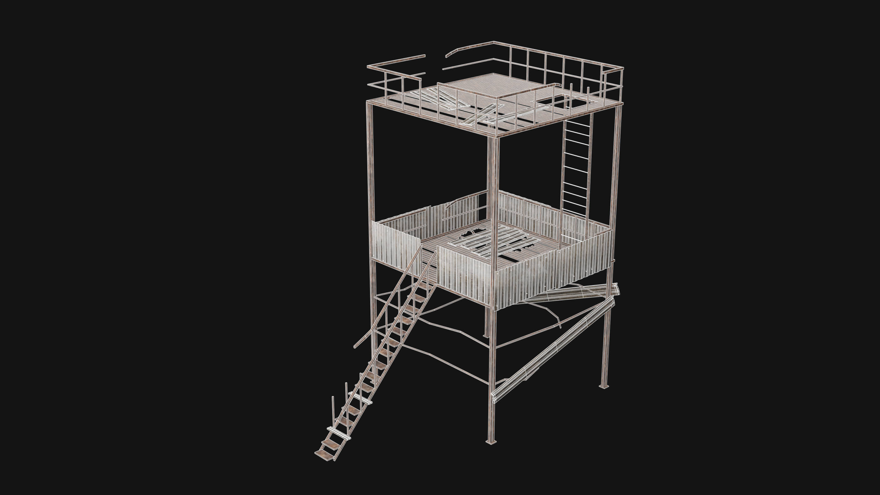 Post Apo Platform Watchtower Scaffolding Collection - 3D Model by ...