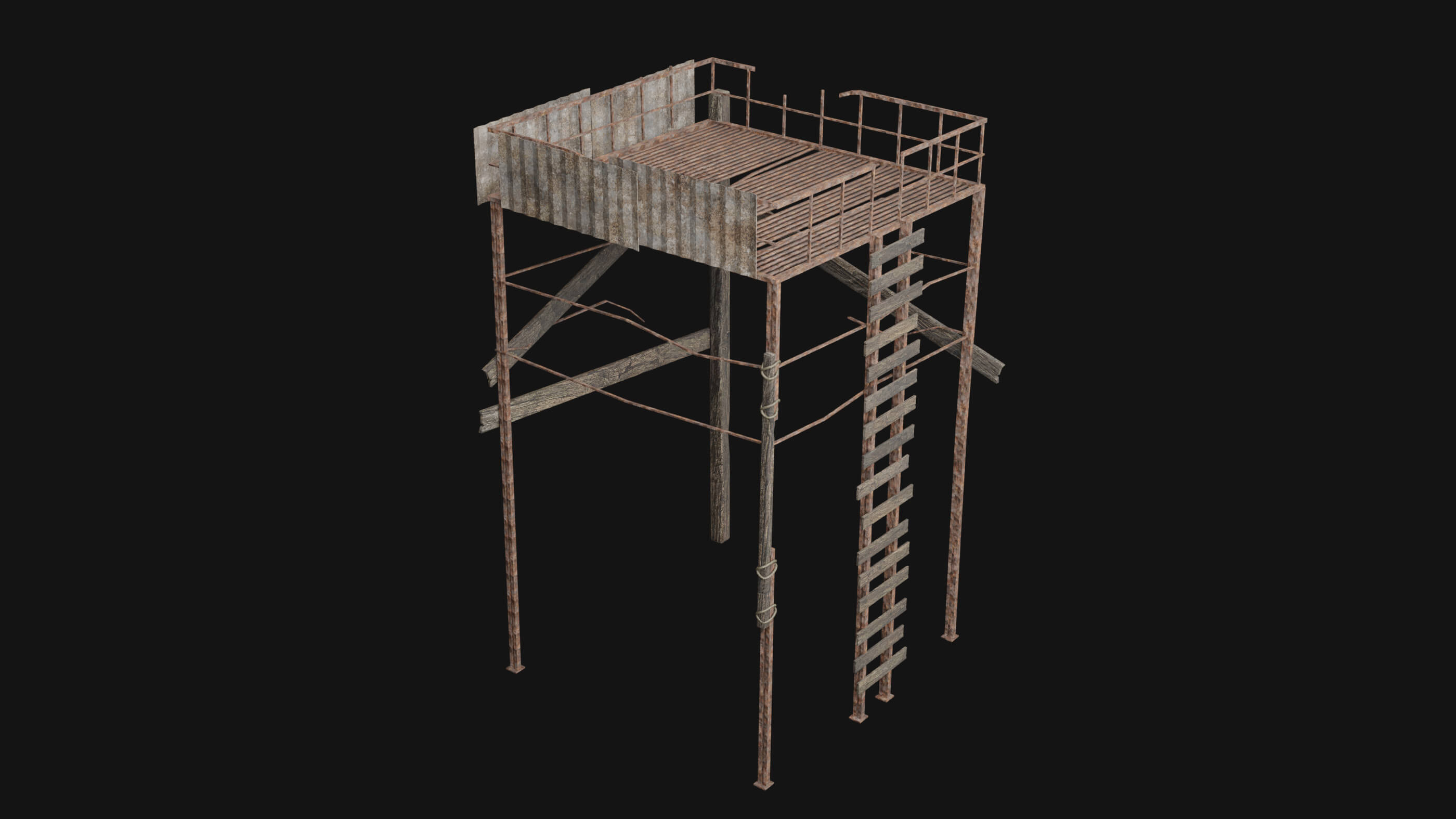 Post Apo Platform Watchtower Scaffolding Collection - 3D Model by ...