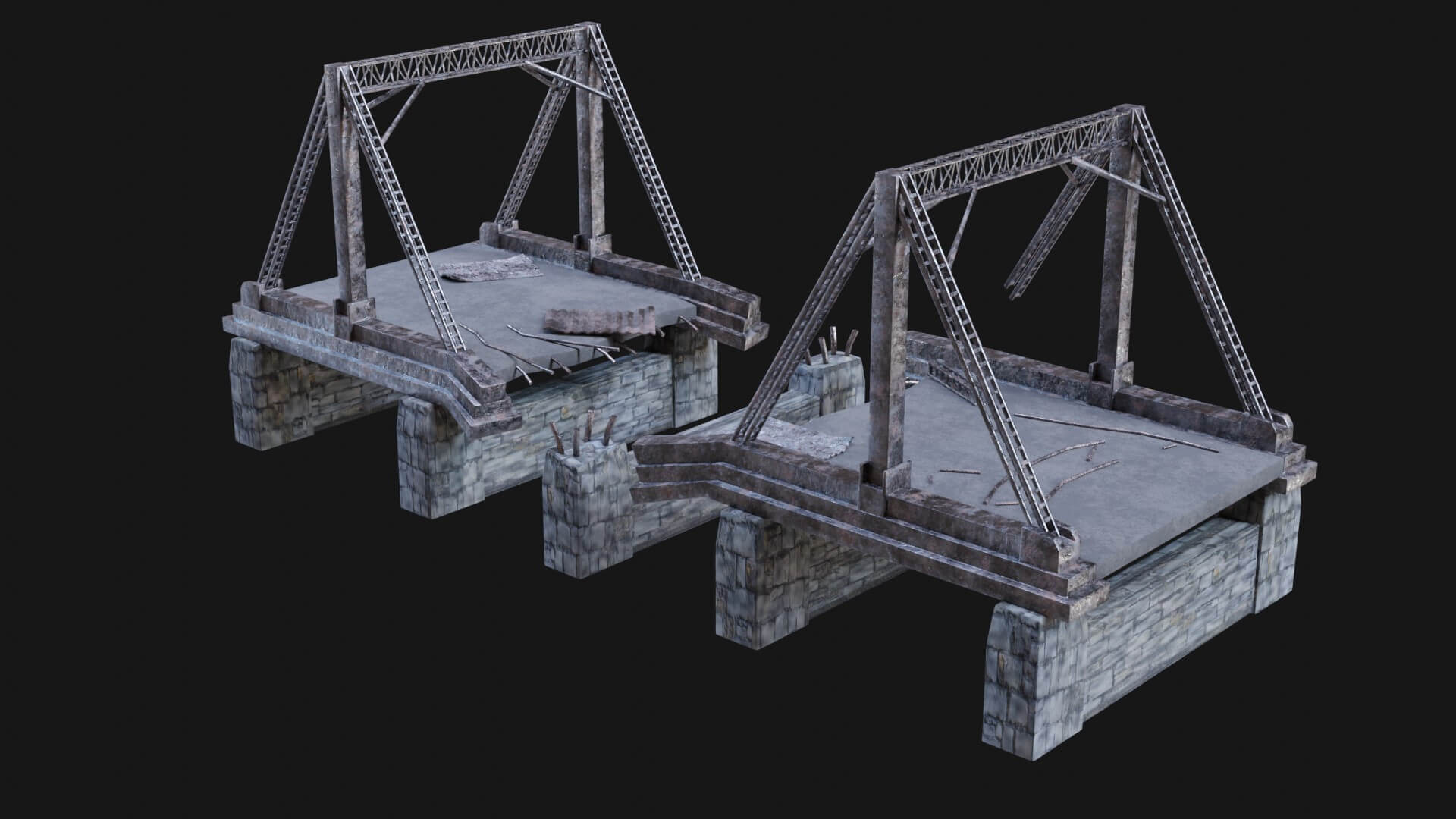 Post Apo Road Bridge Collection - 3D Model by Enterables