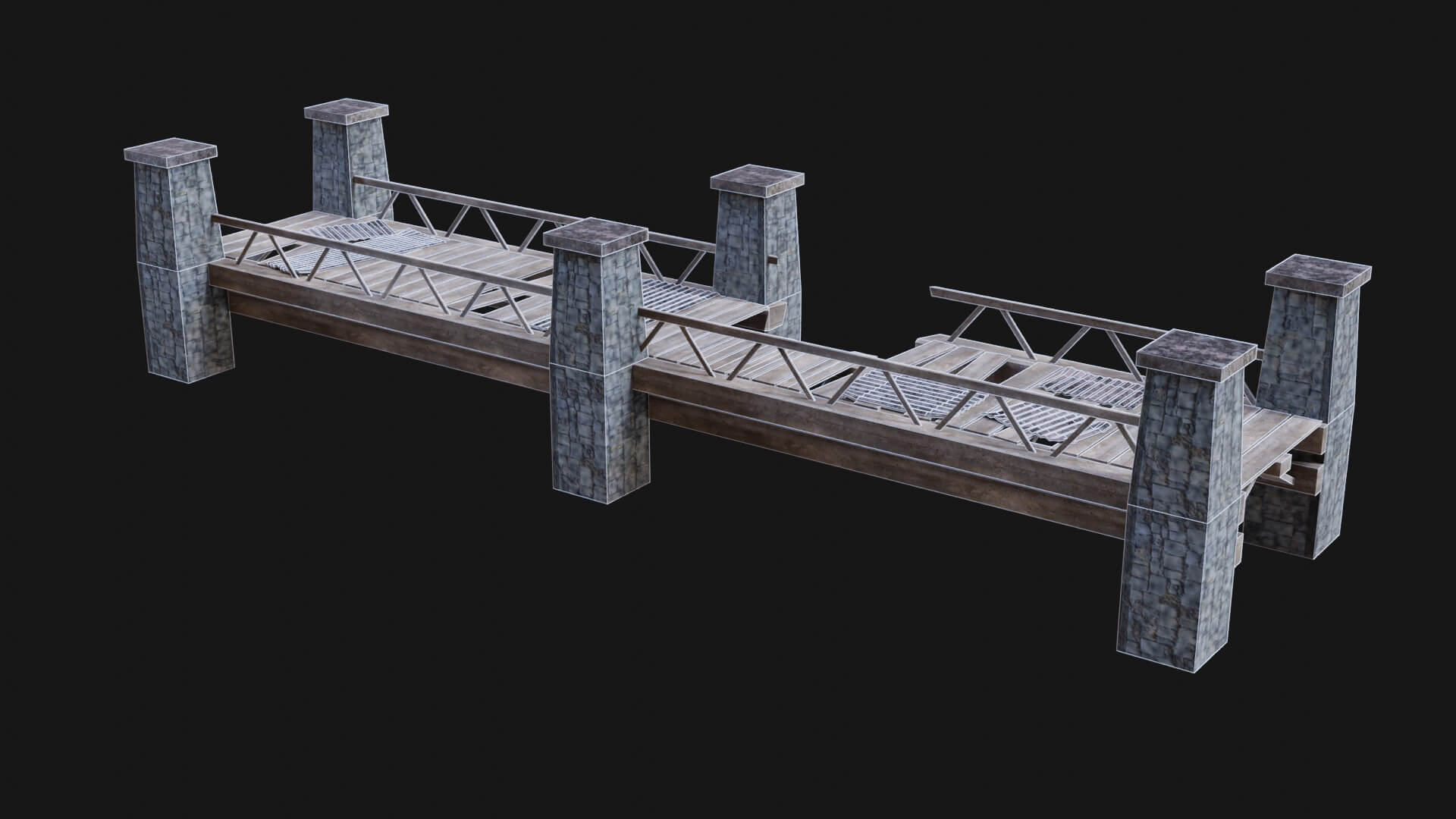 Post Apo Road Bridge Collection - 3D Model by Enterables