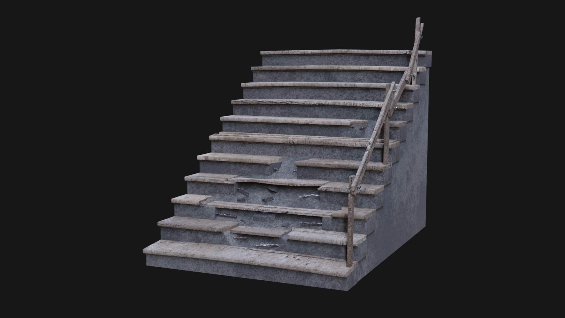 Post Apo Ruined Stairs Collection - 3D Model by Enterables