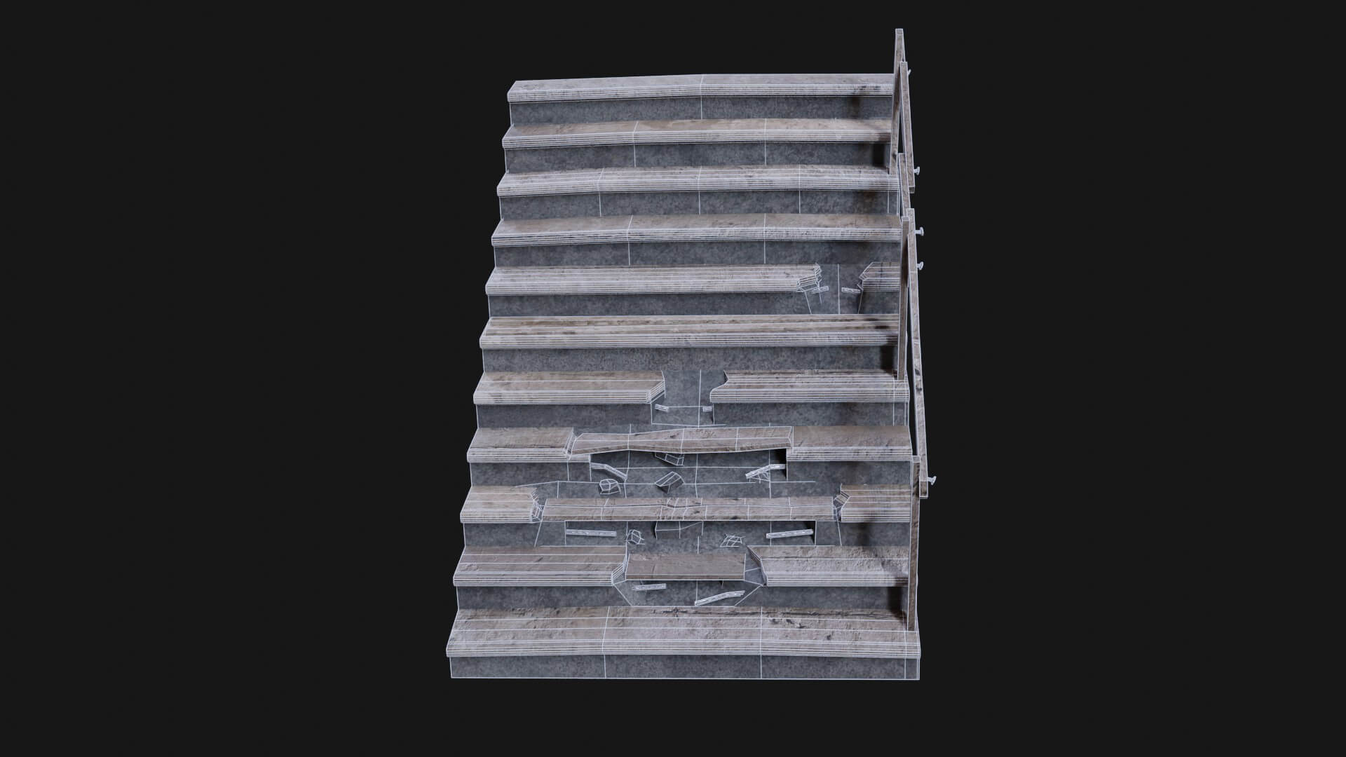Post Apo Ruined Stairs Collection - 3D Model by Enterables