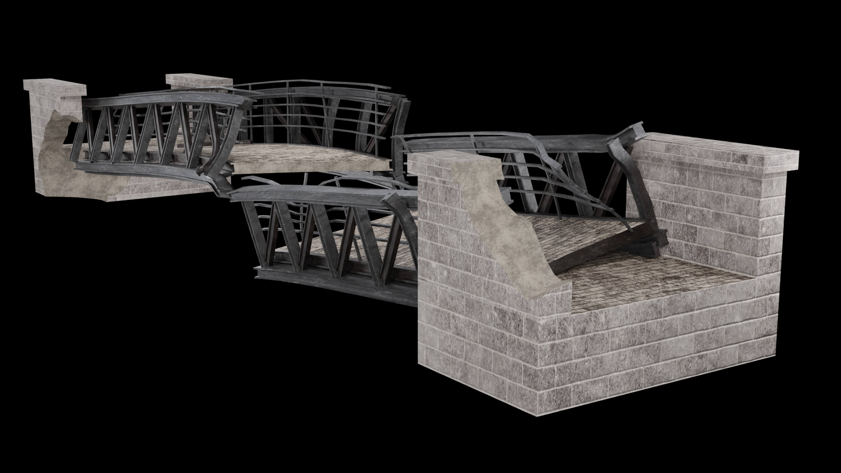Post Apo Steel Bridge Collection - 3D Model by Enterables