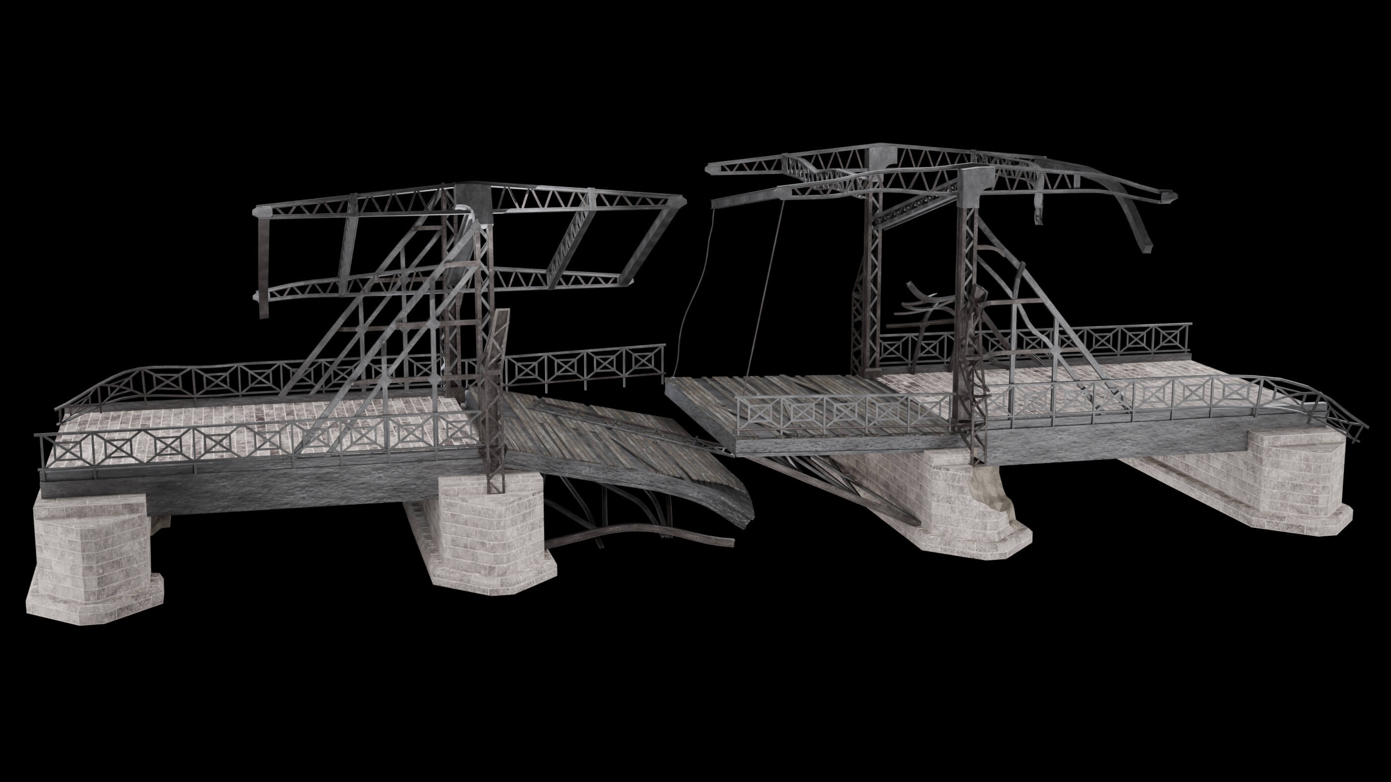Post Apo Steel Bridge Collection - 3D Model by Enterables