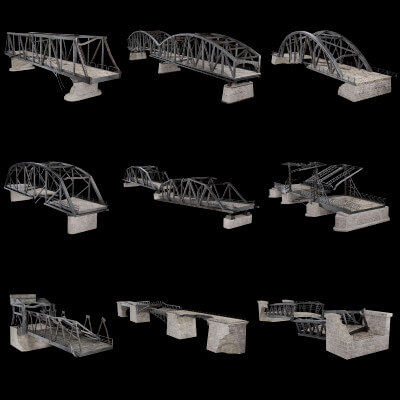 Post Apo Steel Bridge Collection - 3D Model by Enterables