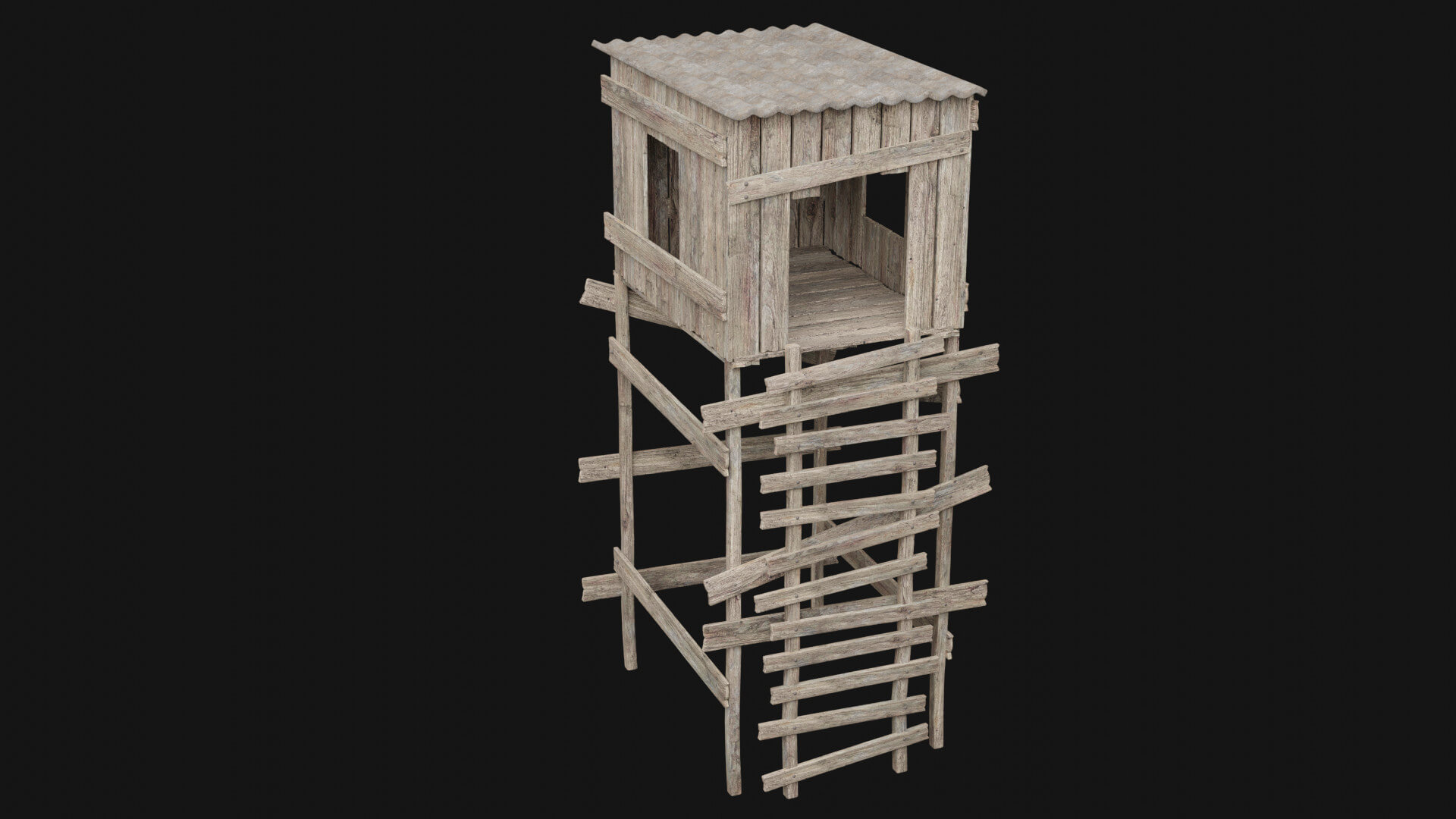 Post Apo Wooden Watchtower Shelter Collection - 3D Model by Enterables