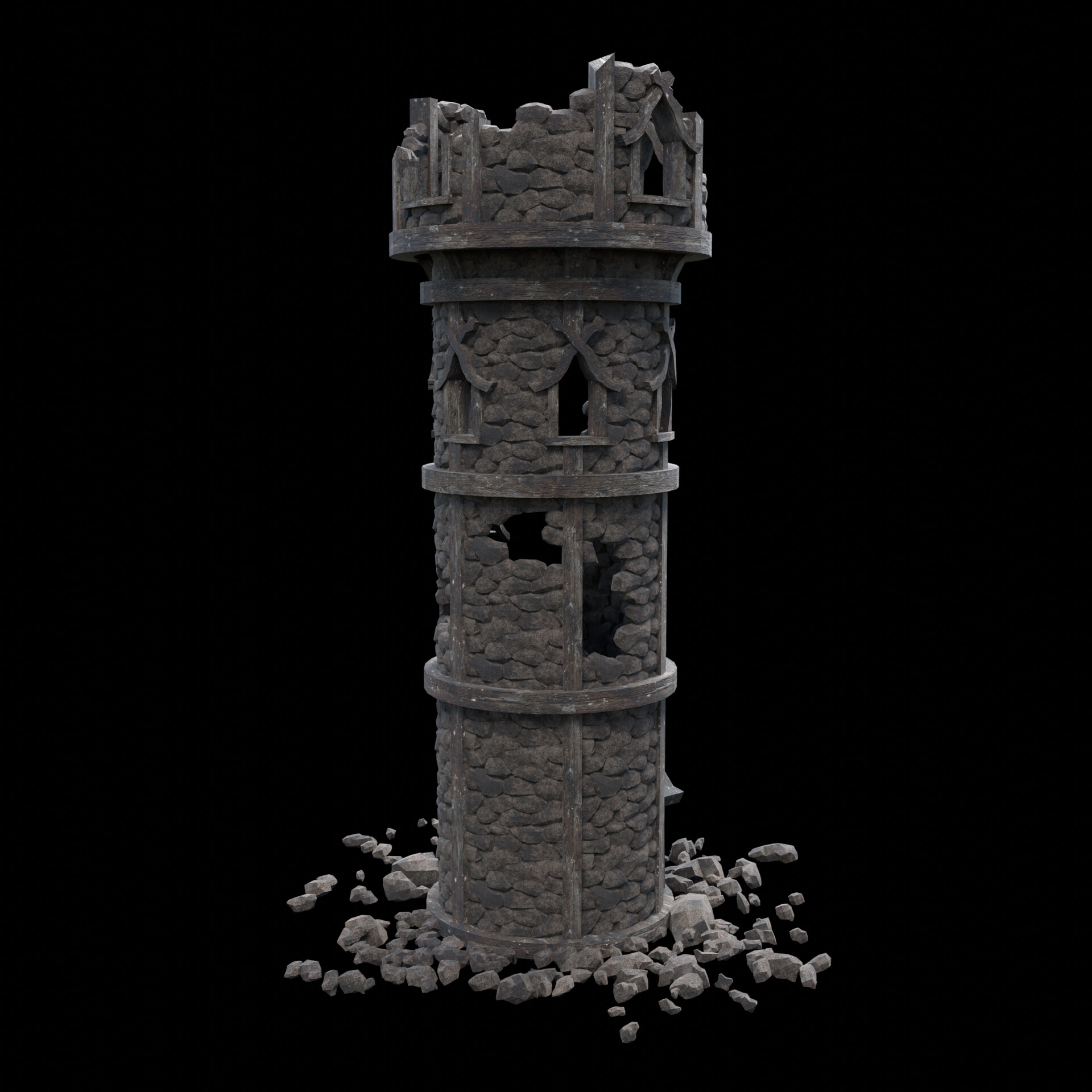 Ruined Mage Wizard Tower Collection - 3D Model by Enterables