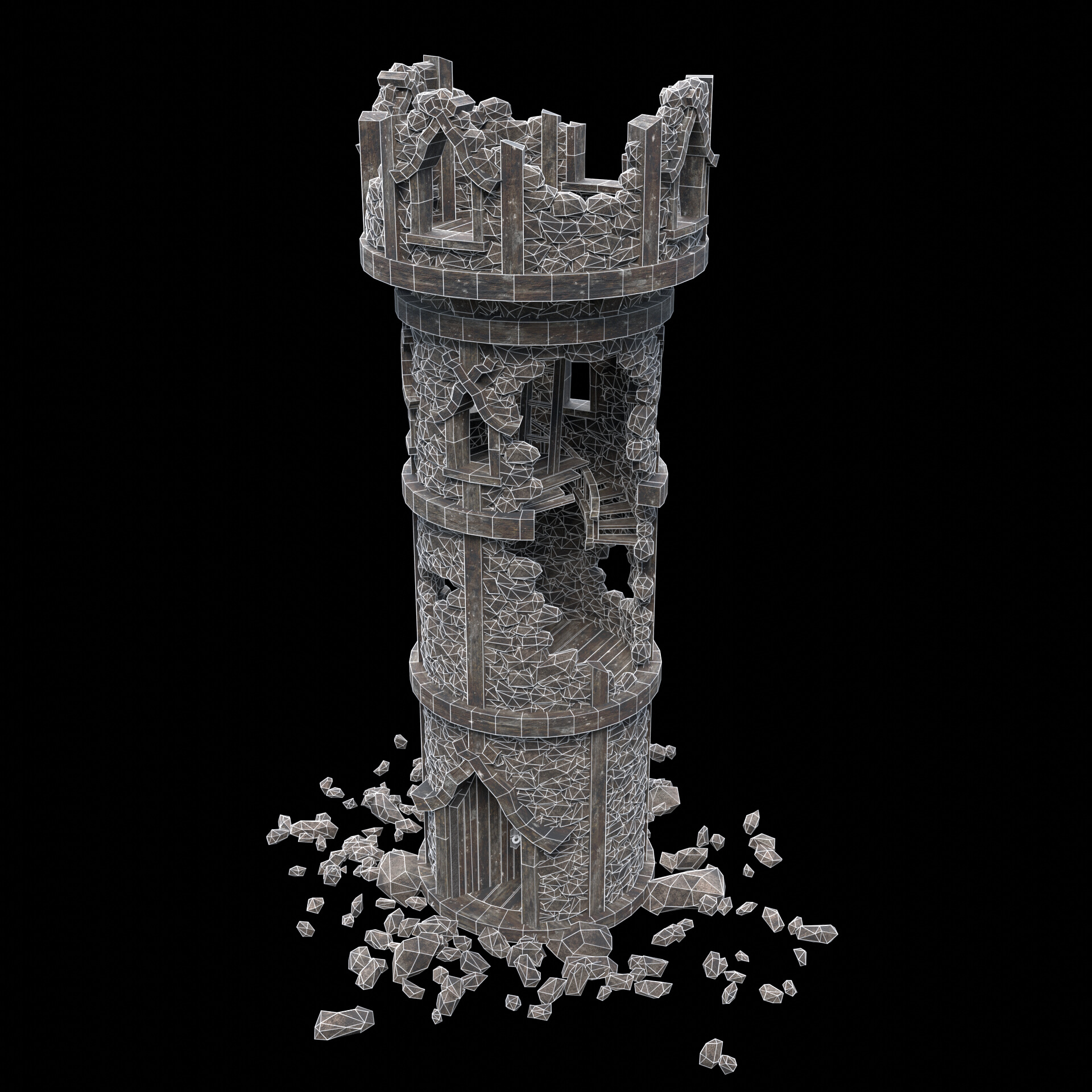 Ruined Mage Wizard Tower Collection - 3D Model by Enterables
