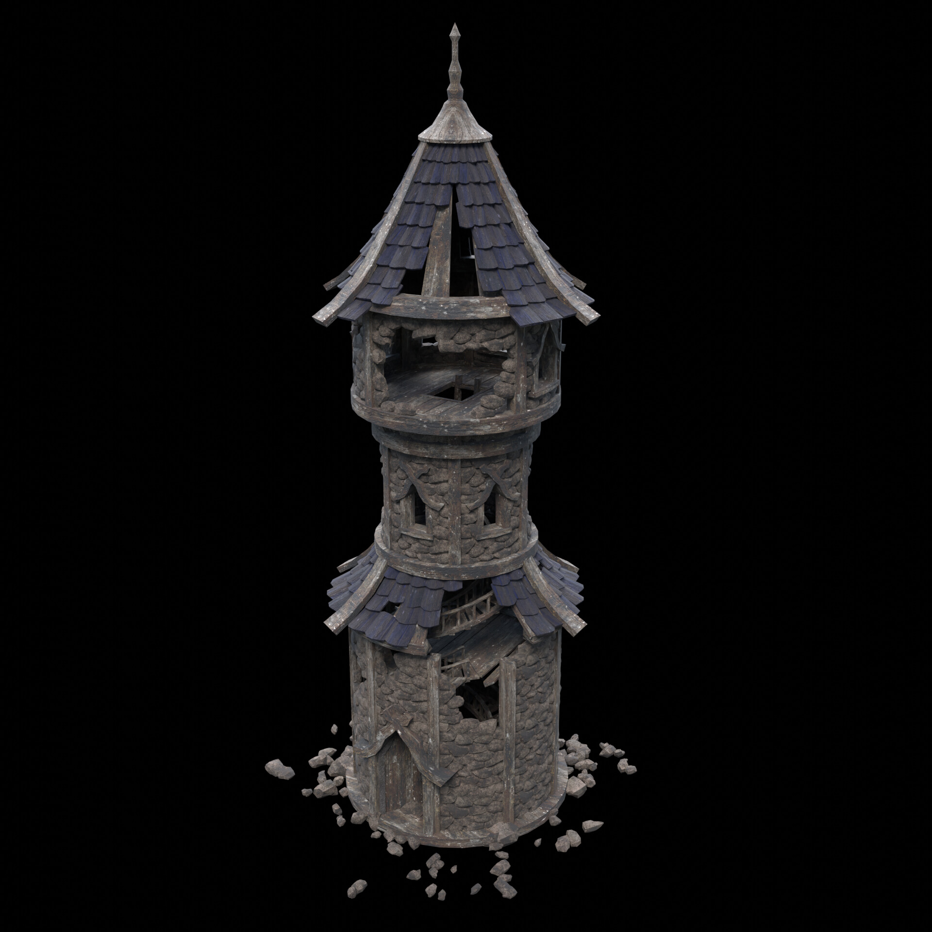 Ruined Mage Wizard Tower Collection - 3D Model by Enterables