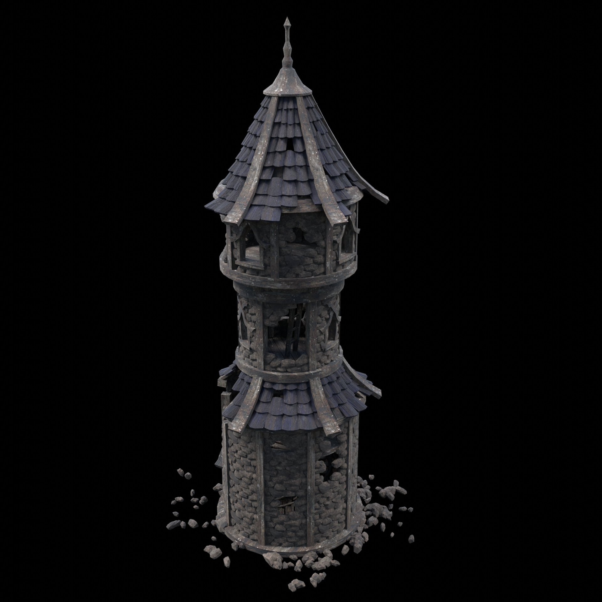 Ruined Mage Wizard Tower Collection - 3D Model by Enterables