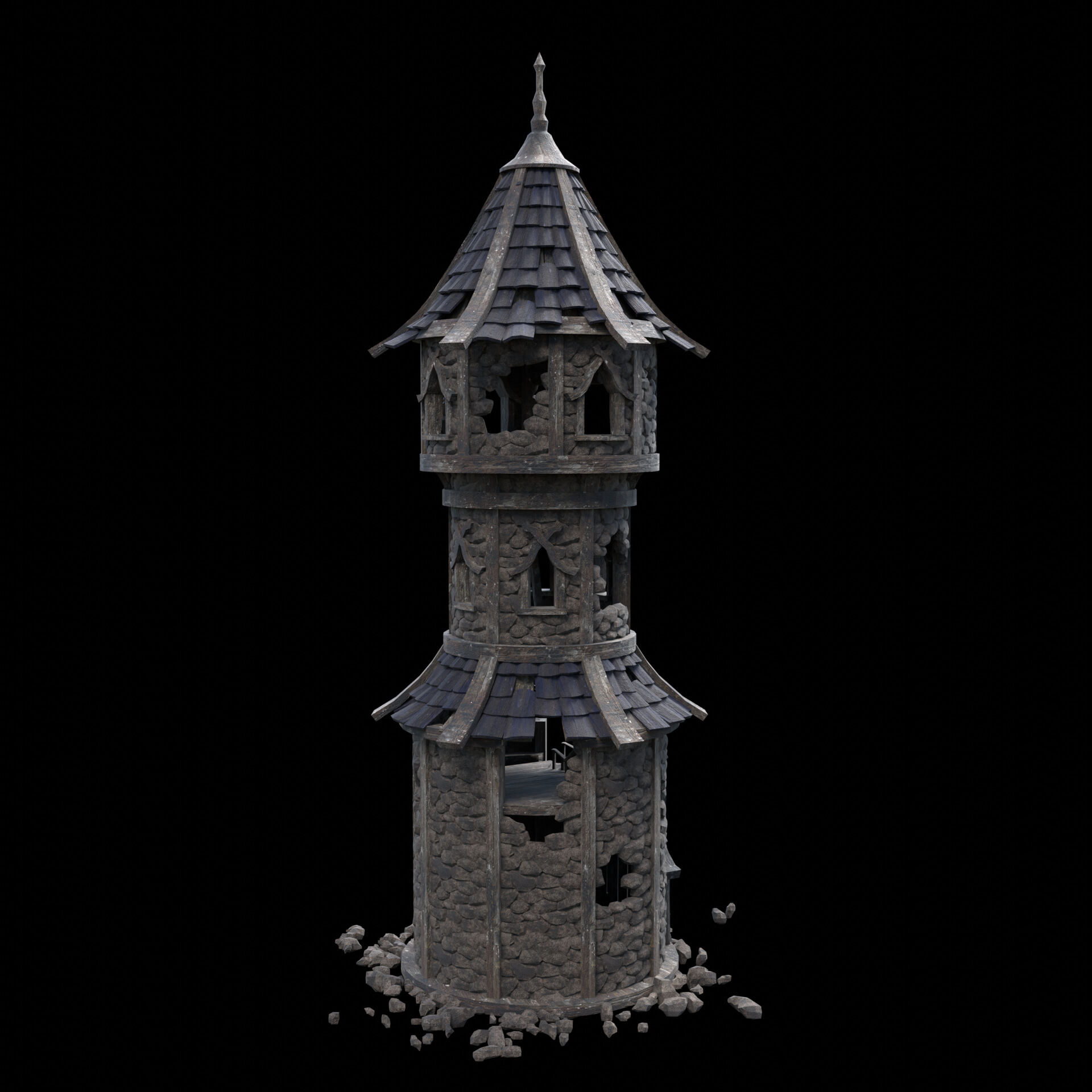 Ruined Mage Wizard Tower Collection - 3D Model by Enterables
