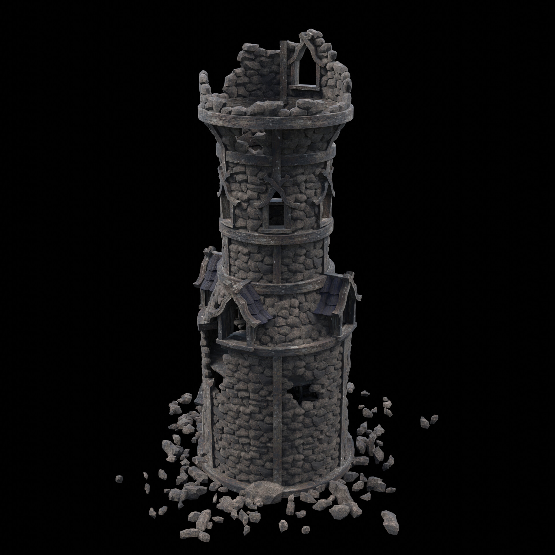 Ruined Mage Wizard Tower Collection - 3D Model by Enterables