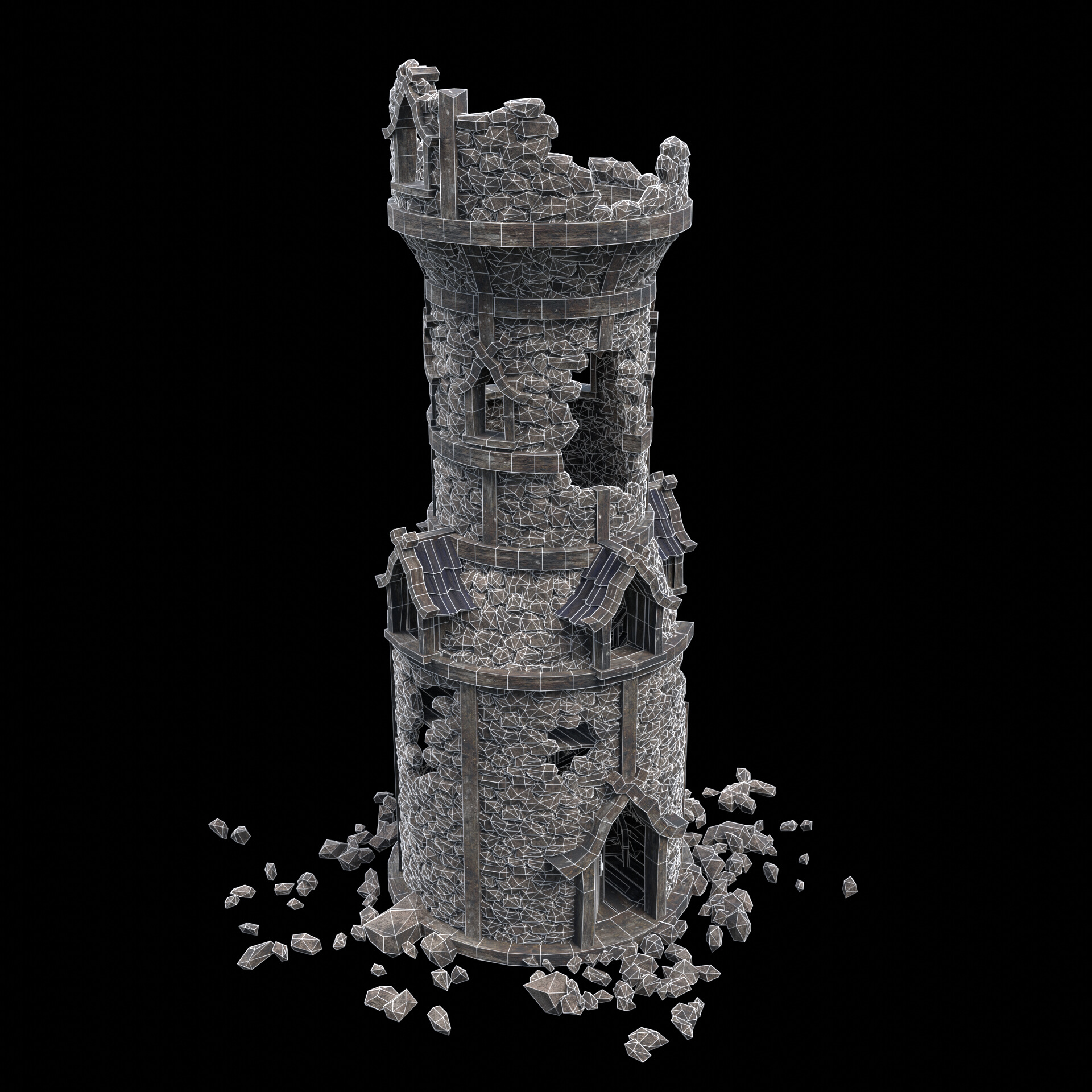 Ruined Mage Wizard Tower Collection - 3D Model by Enterables