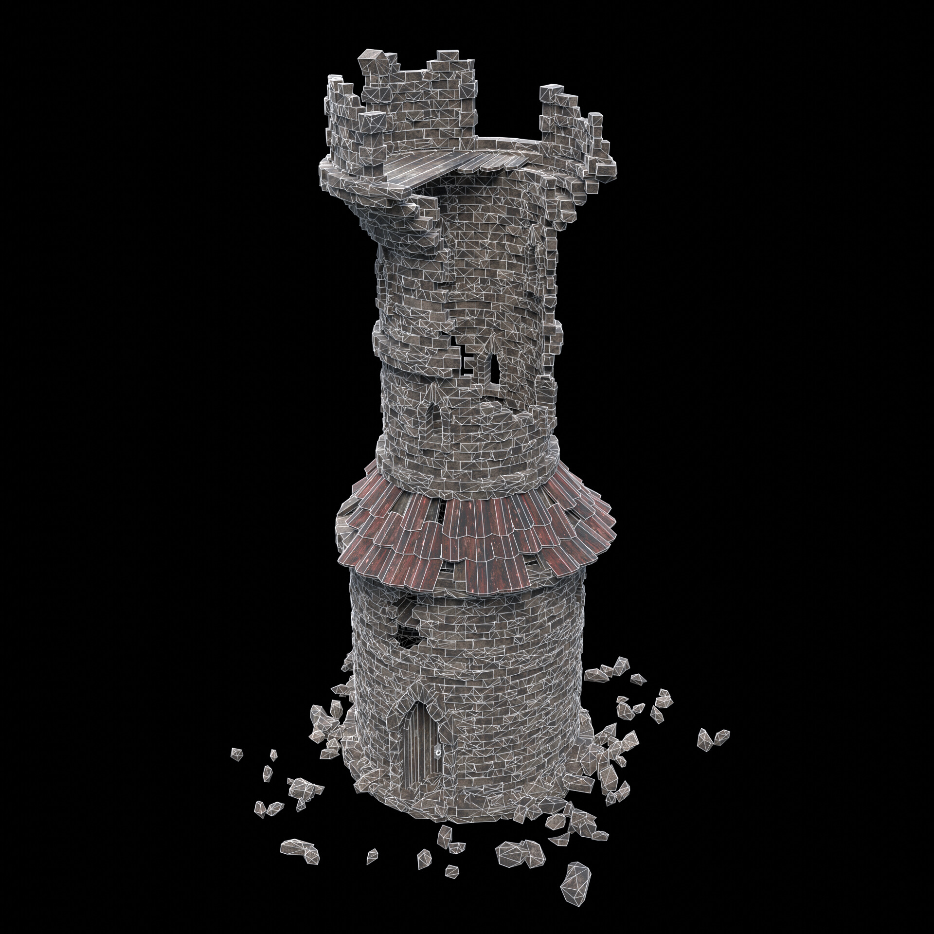 Ruined Mage Wizard Tower Collection - 3D Model by Enterables