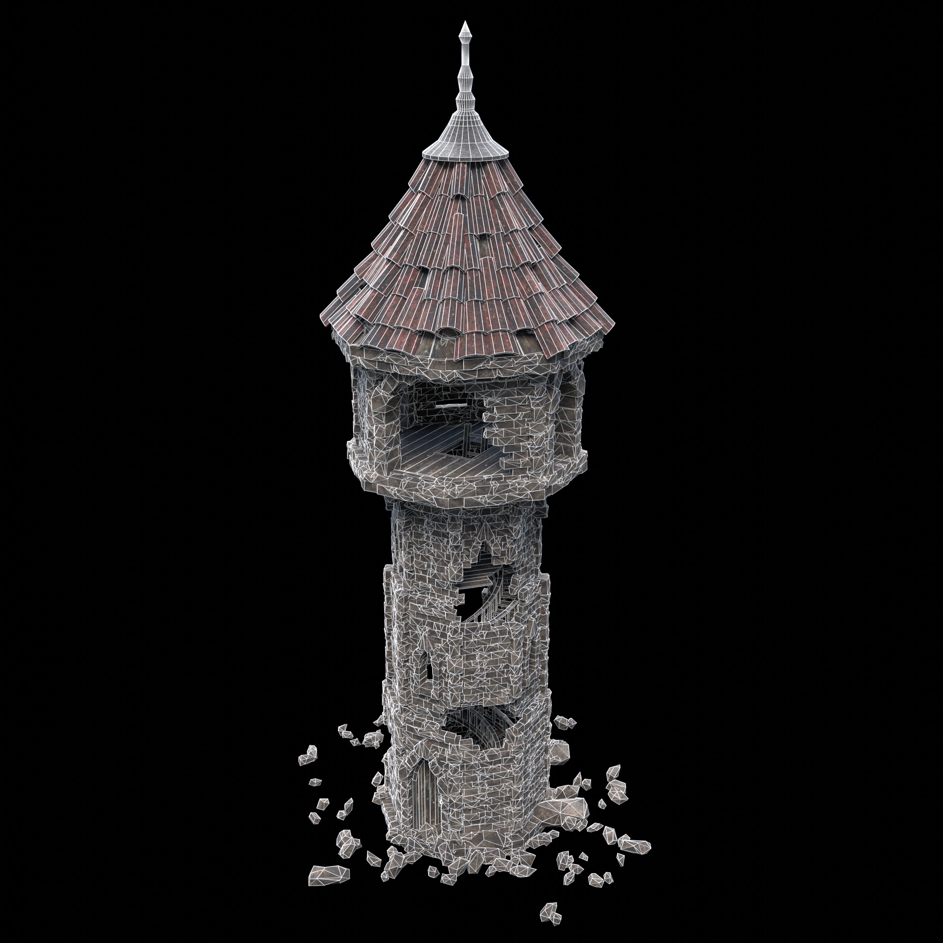 Ruined Mage Wizard Tower Collection - 3D Model by Enterables