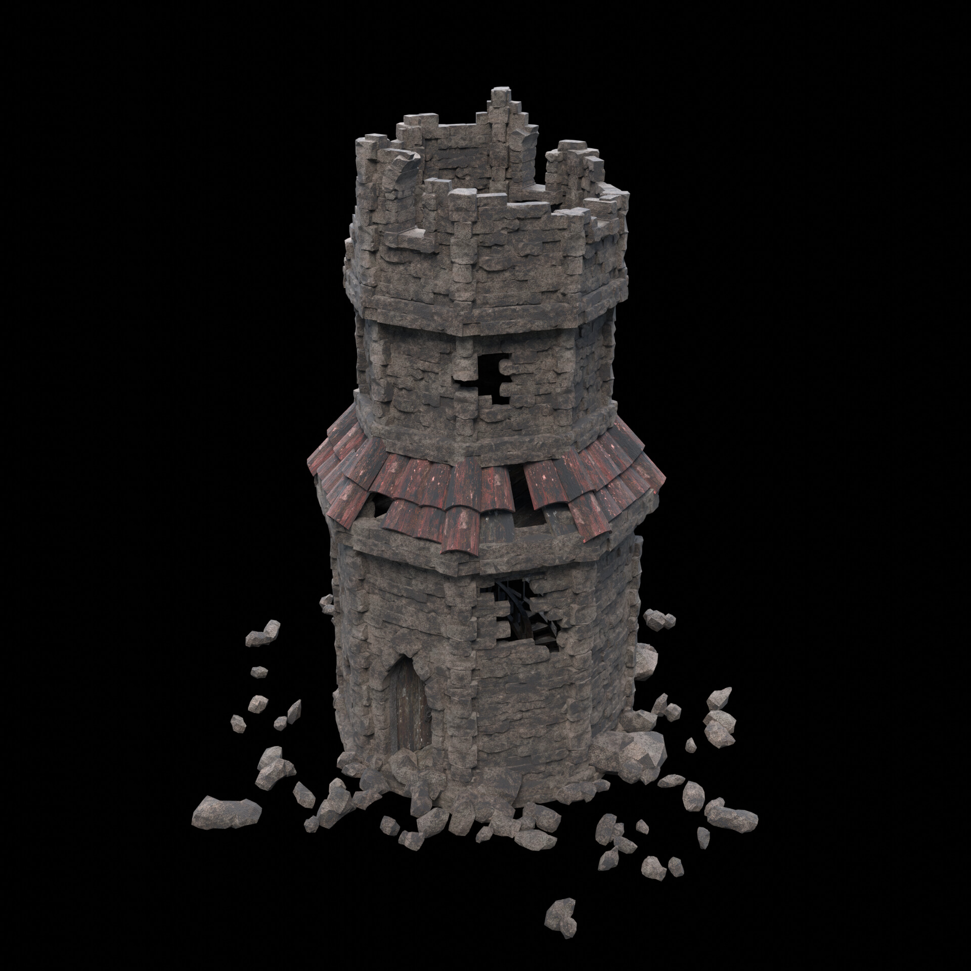Ruined Mage Wizard Tower Collection - 3D Model by Enterables
