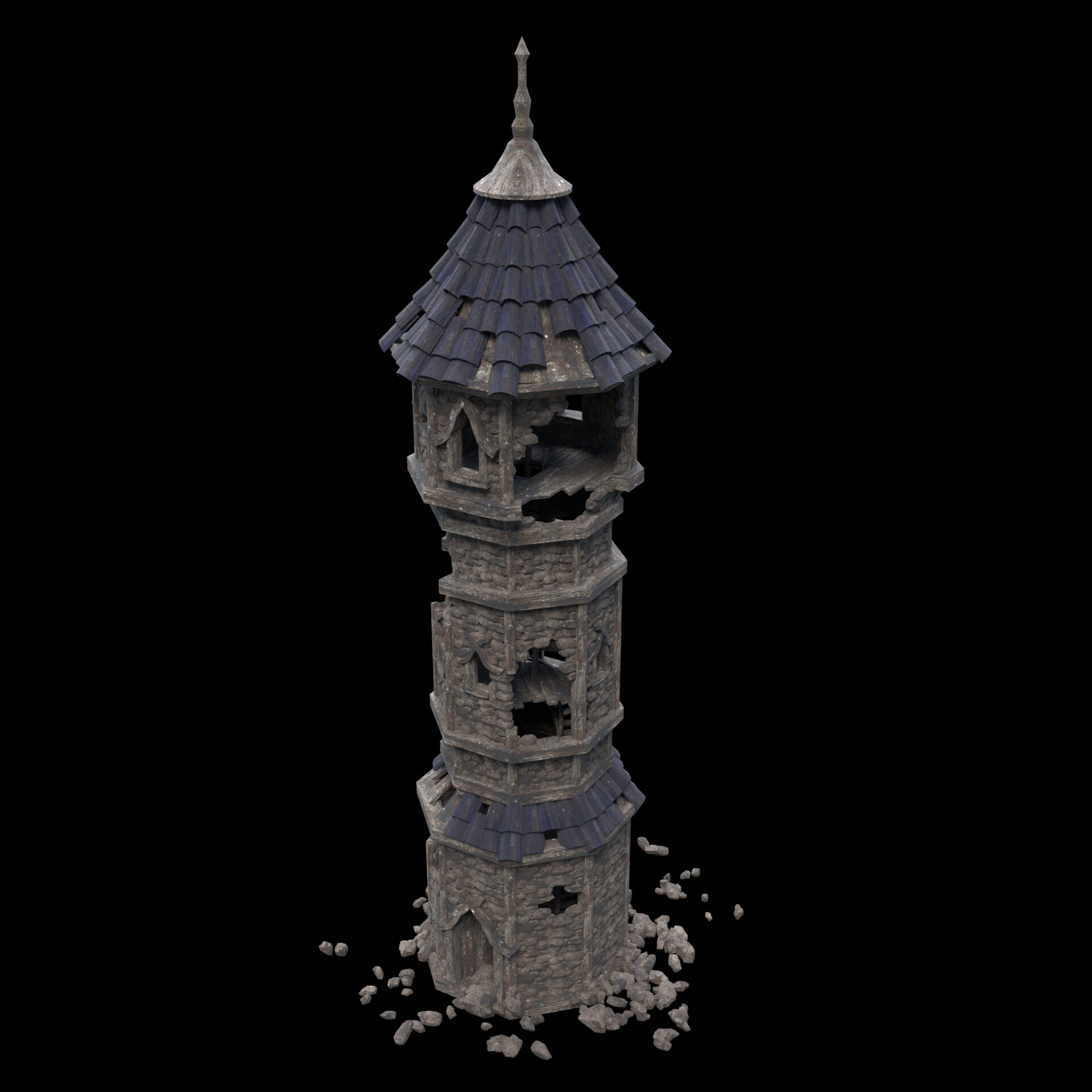 Ruined Mage Wizard Tower Collection - 3D Model by Enterables