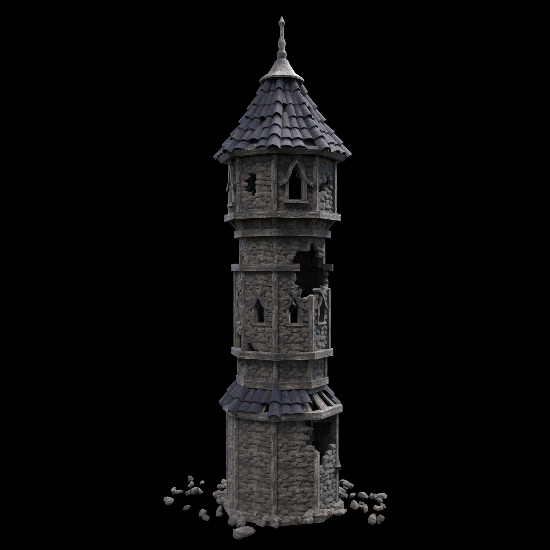 Ruined Mage Wizard Tower Collection - 3D Model by Enterables
