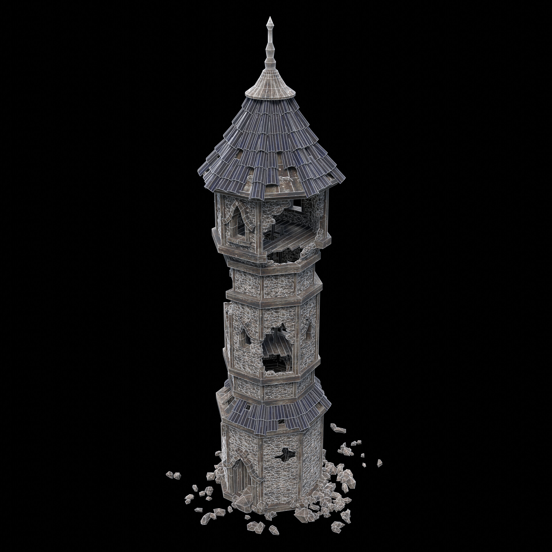 Ruined Mage Wizard Tower Collection - 3D Model by Enterables