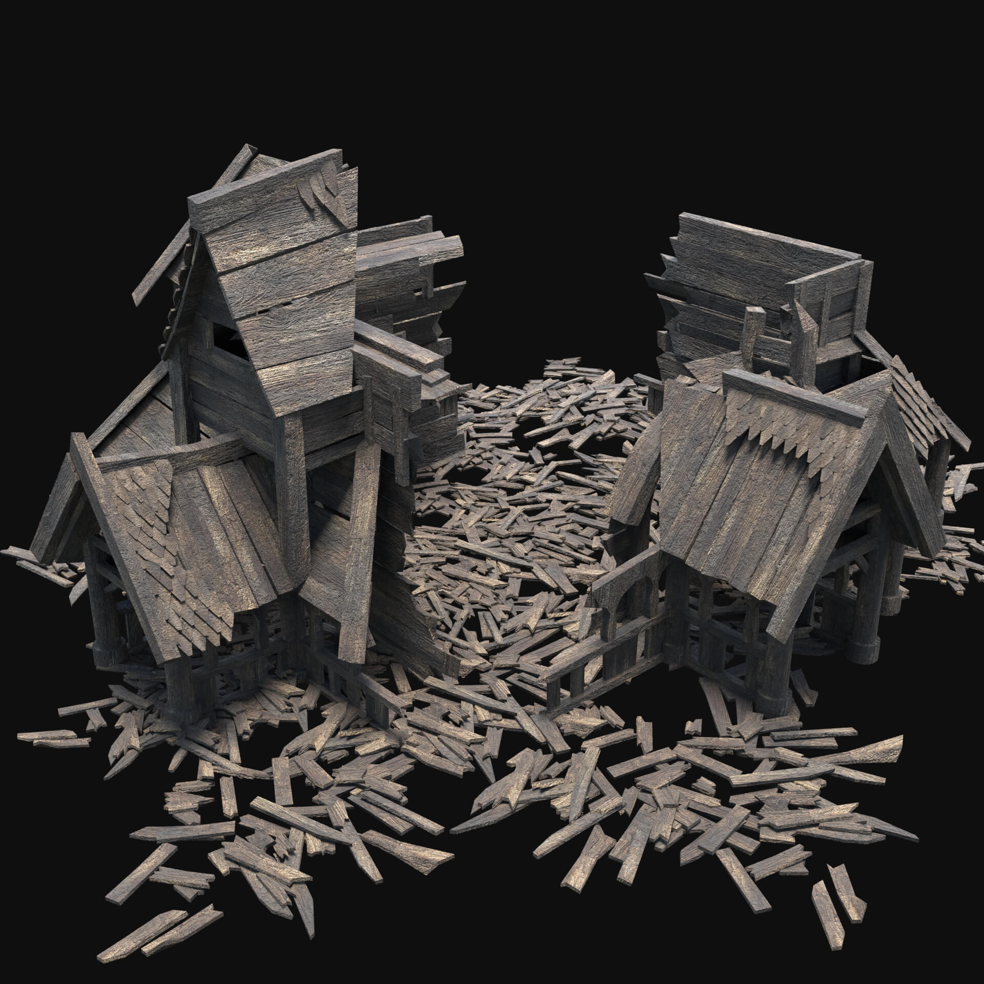 Ruined Wooden Church Collection - 3D Model by Enterables