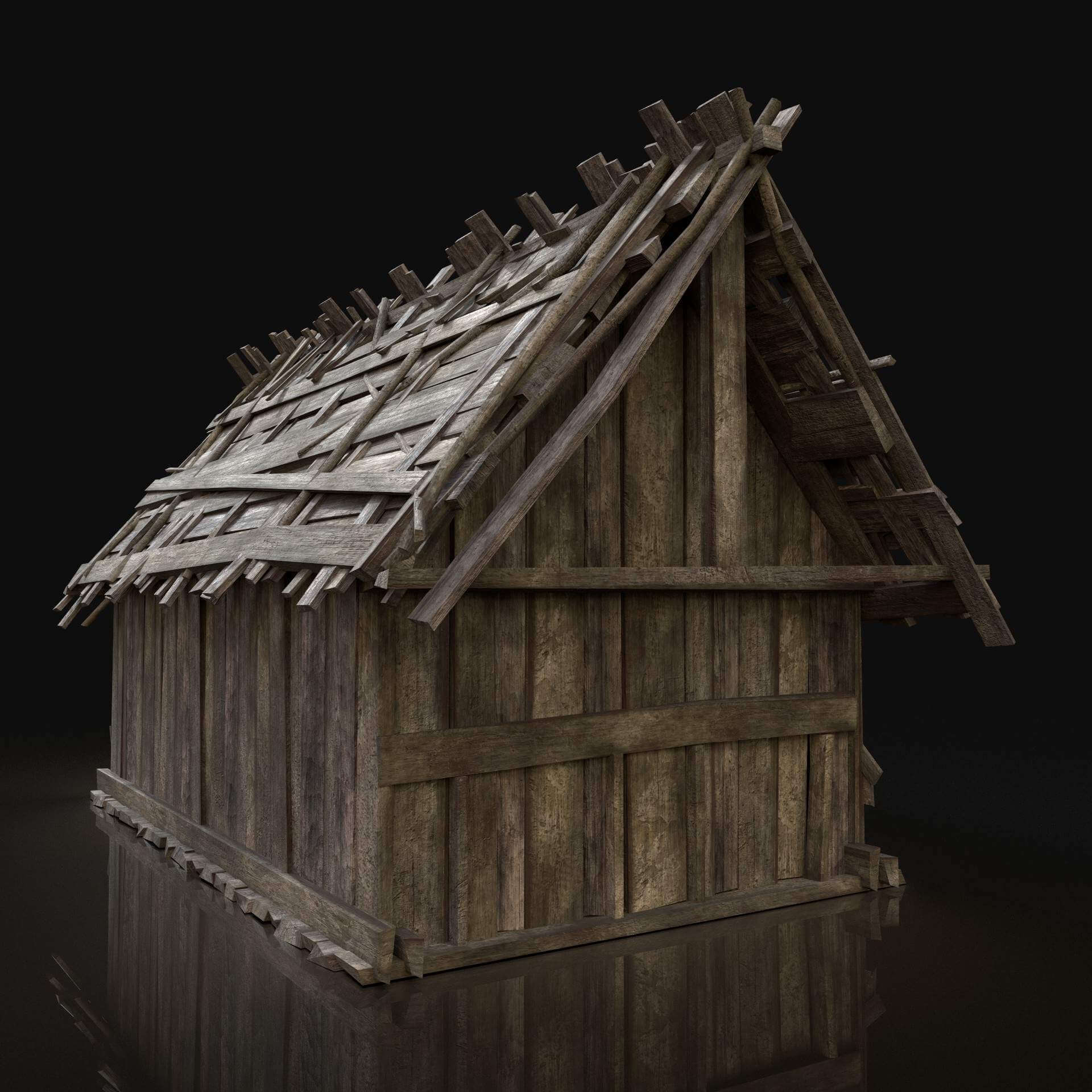 Simple Wooden Swamp Hut - 3D Model by Enterables