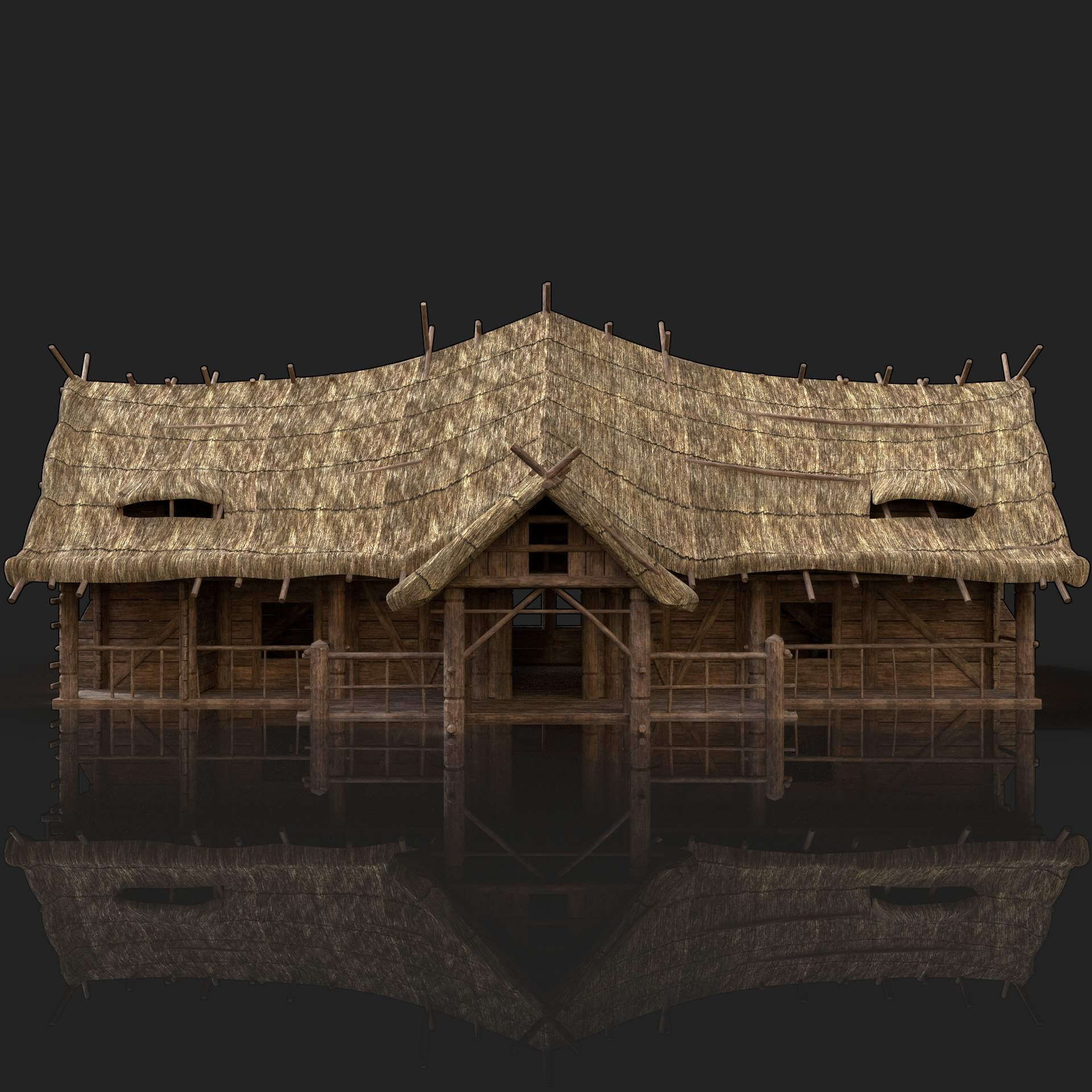 Slavic Medieval Thatched Wooden House - 3D Model by Enterables