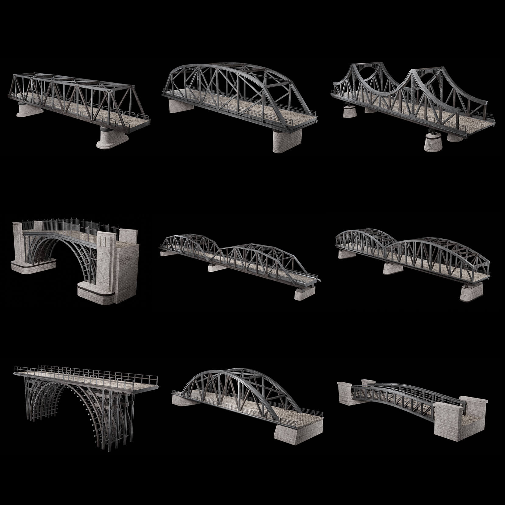 Steel Metal Gate Bridge Collection - 3D Model by Enterables