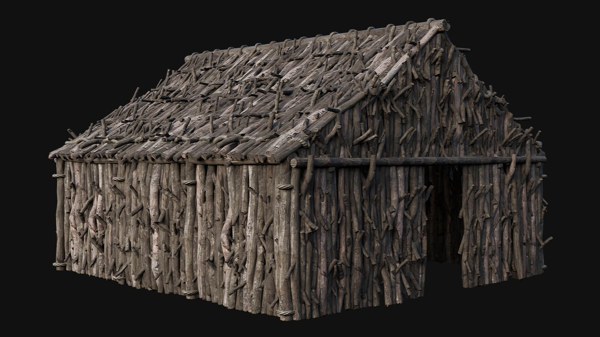 Stick Huts Primitive Shelter Collection - 3D Model by Enterables