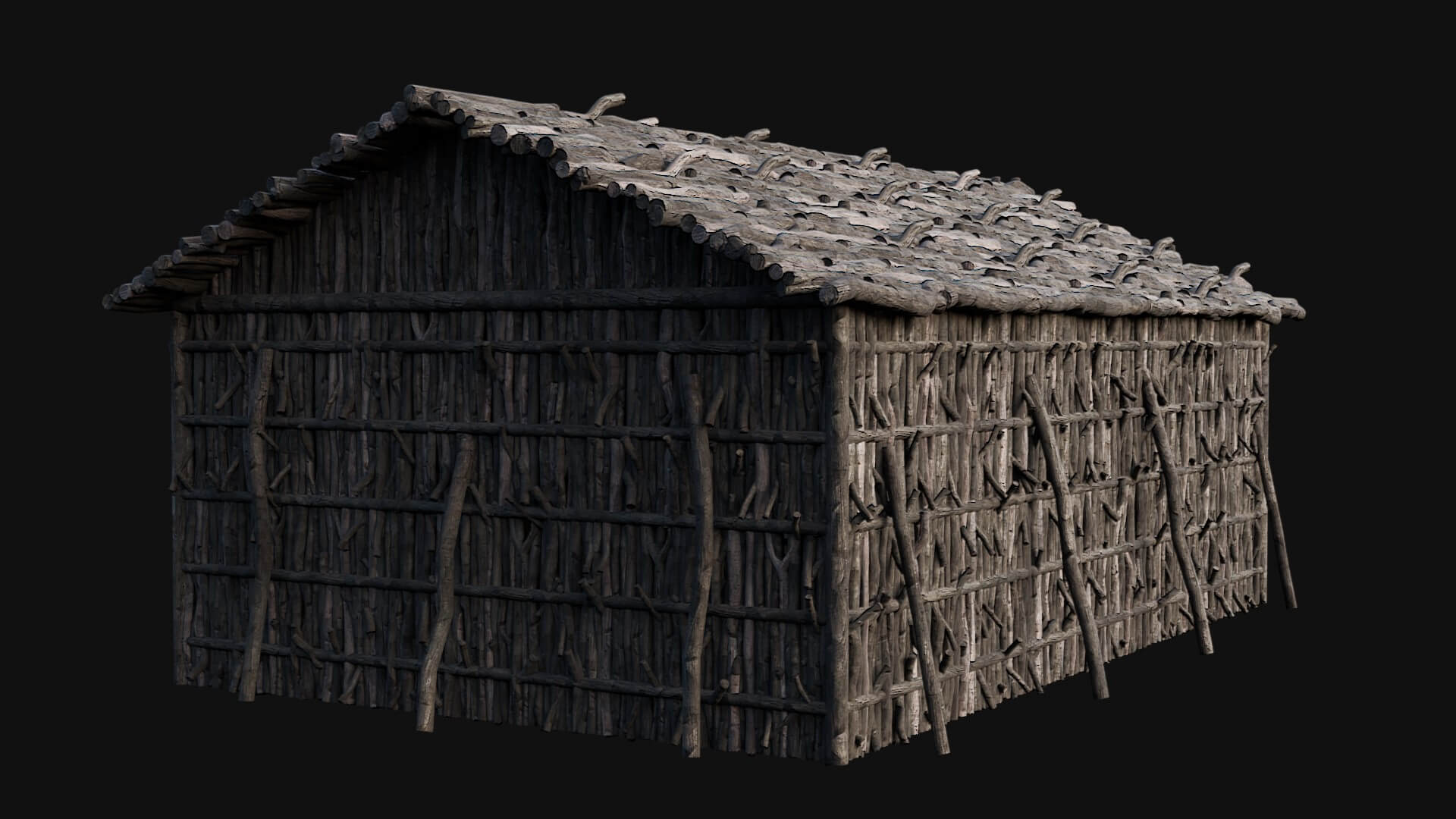Stick Huts Primitive Shelter Collection - 3D Model by Enterables