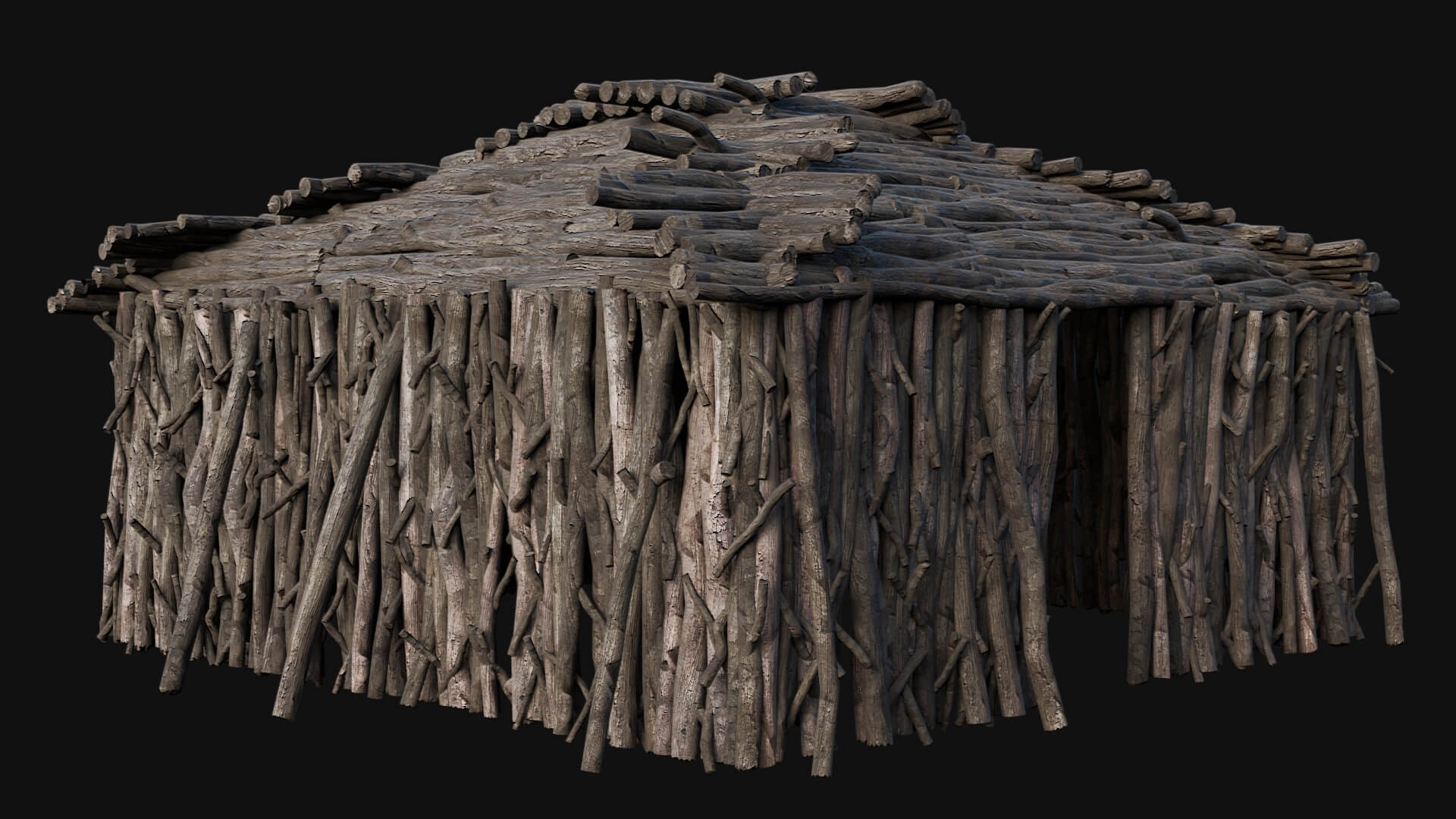 Stick Huts Primitive Shelter Collection - 3D Model by Enterables