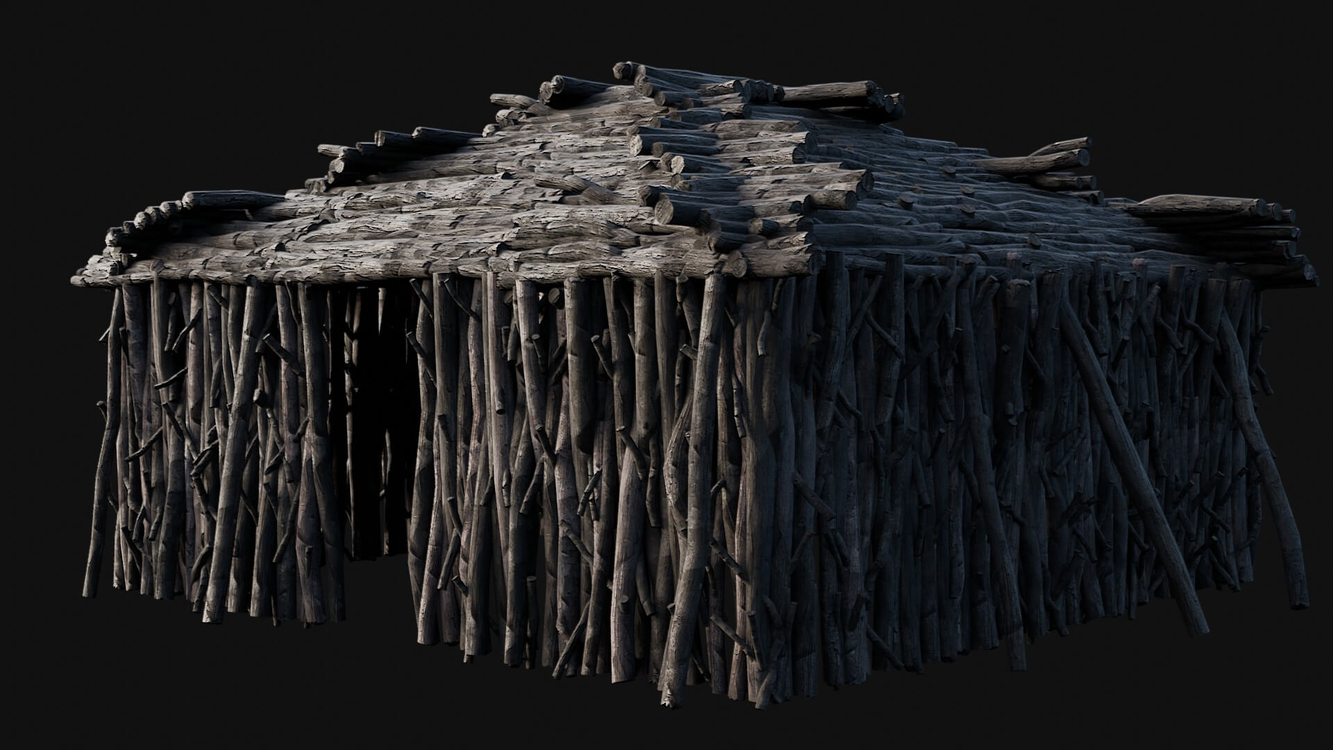 Stick Huts Primitive Shelter Collection - 3D Model by Enterables