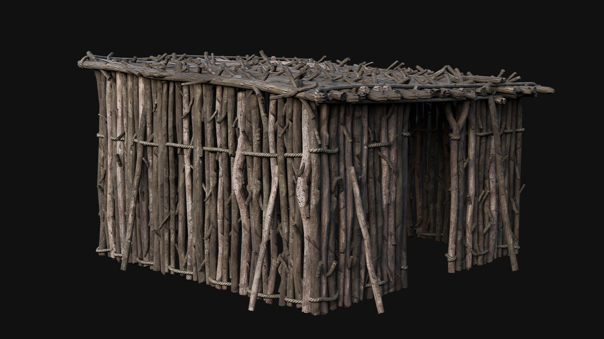 Stick Huts Primitive Shelter Collection - 3D Model by Enterables