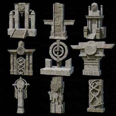 Stone Monuments and Totems Collection - 3D Model by Enterables