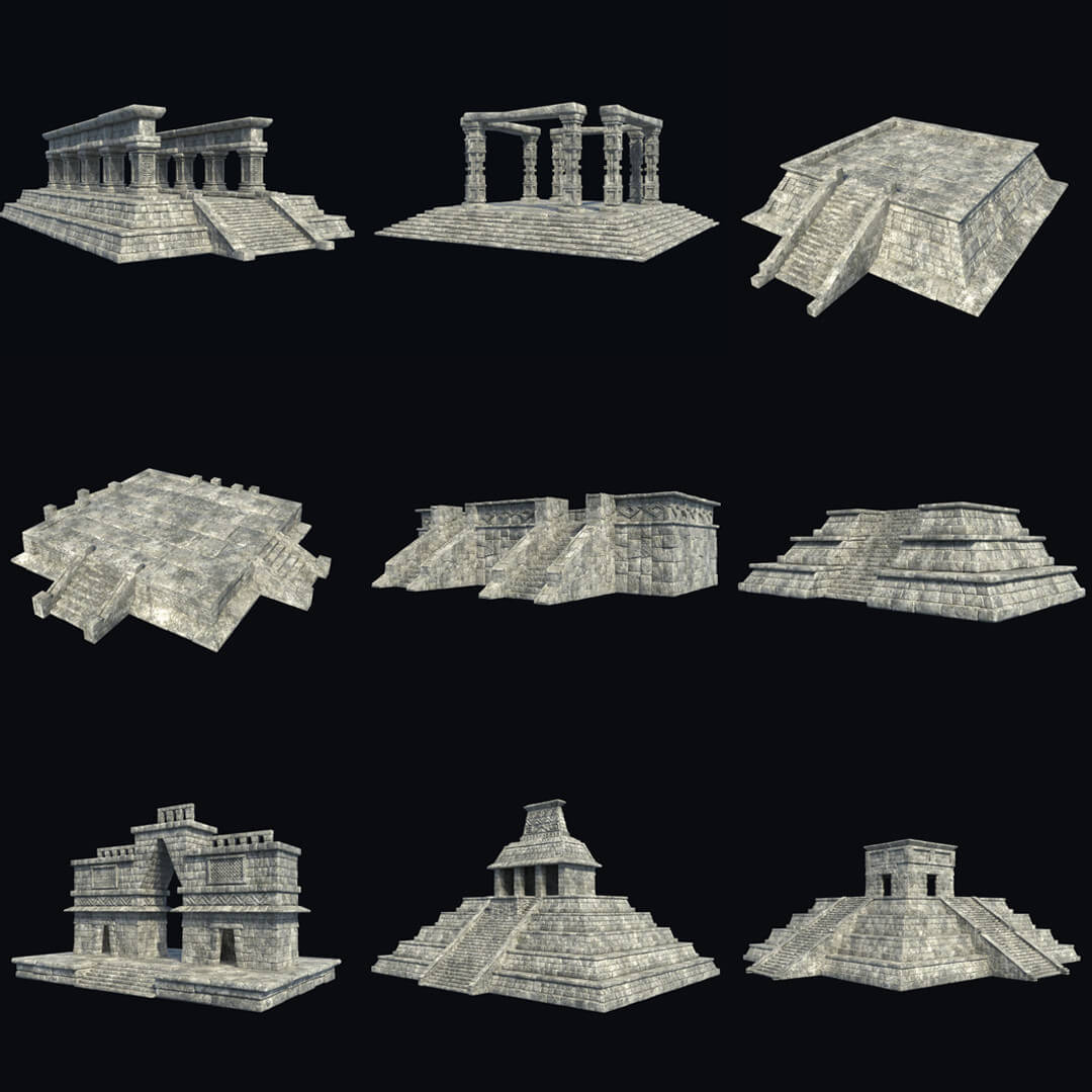 Temple Ancient Aztec Maya Inca Collection - 3D Model by Enterables
