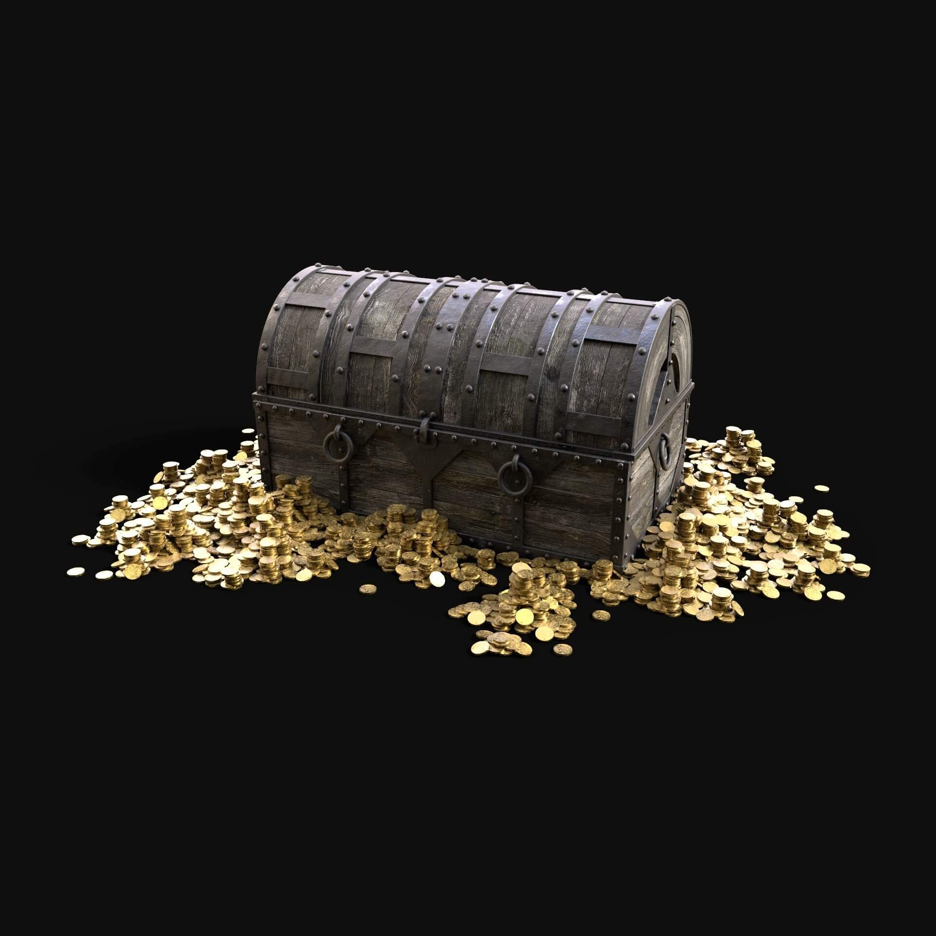 Treasure Chest Gold Coin Pile - 3D Model by Enterables
