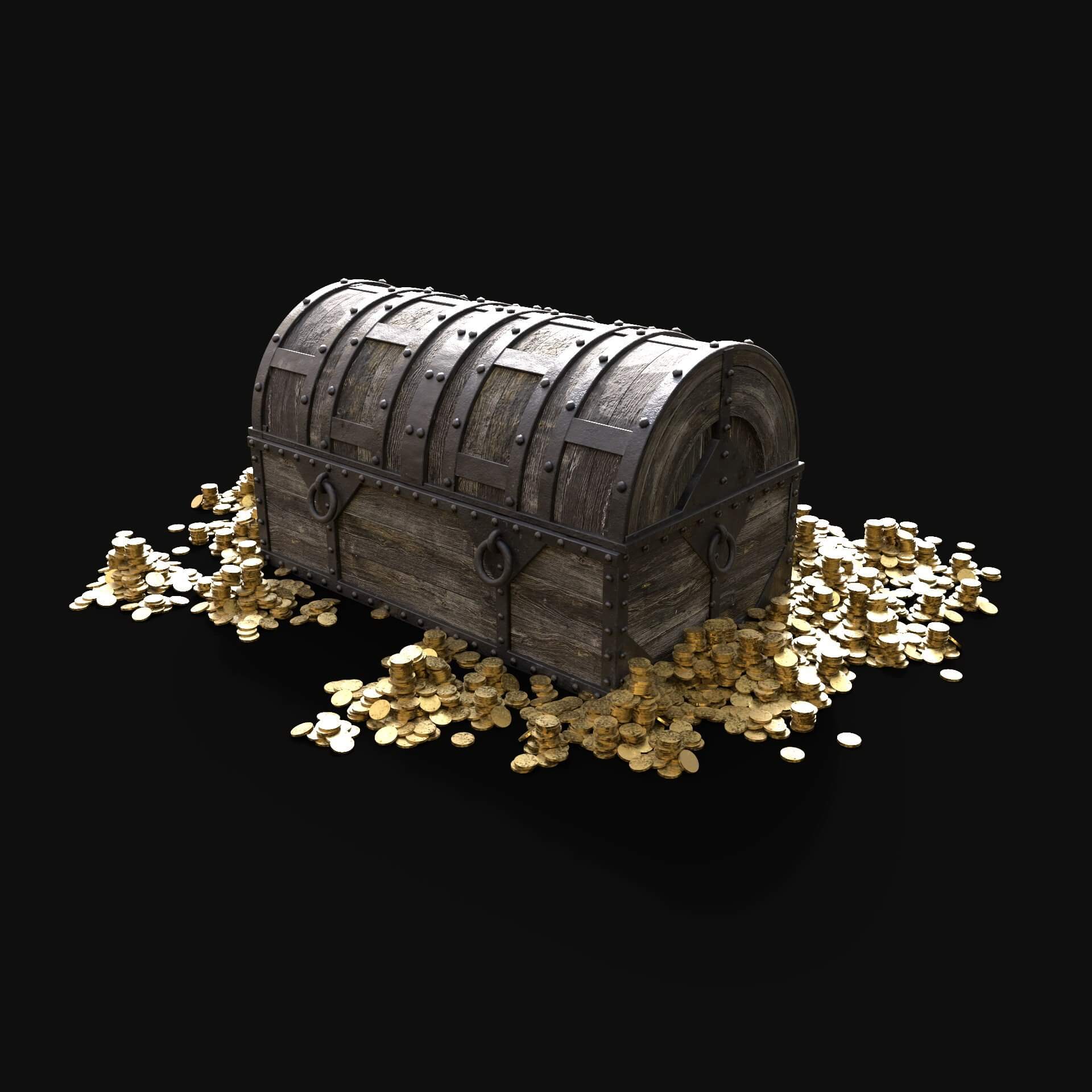 Treasure Chest Gold Coin Pile - 3D Model by Enterables