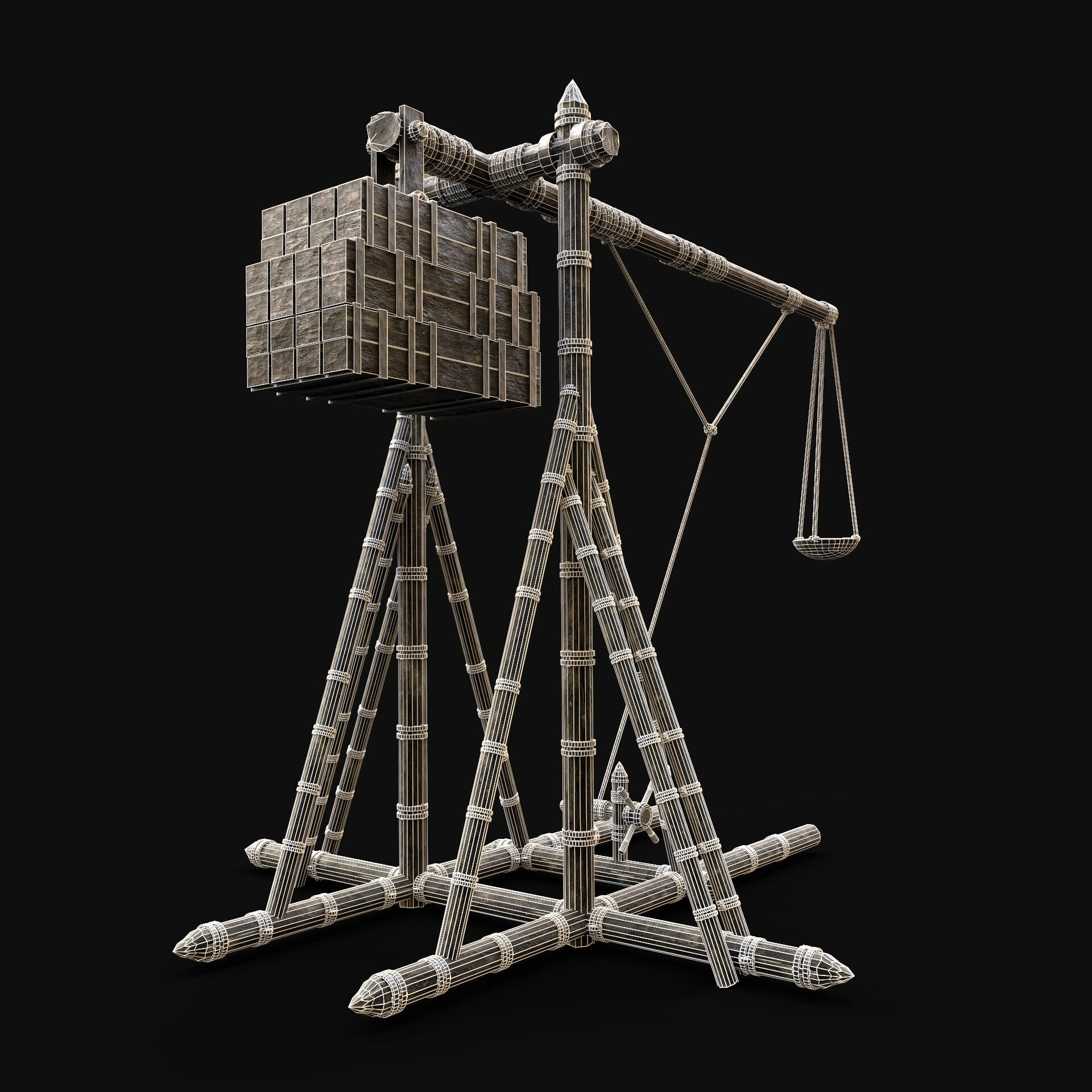 Medieval Trebuchet - 3D Model by Enterables