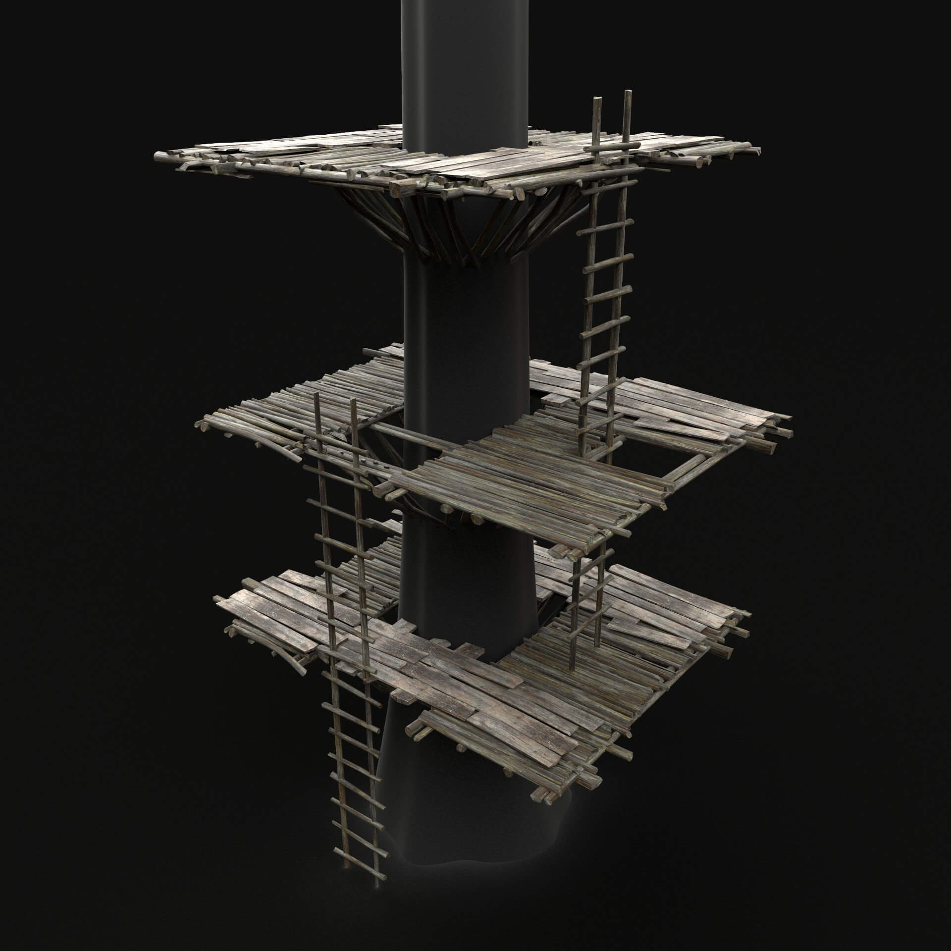 Tree Platform Wooden Watchtower - 3D Model by Enterables