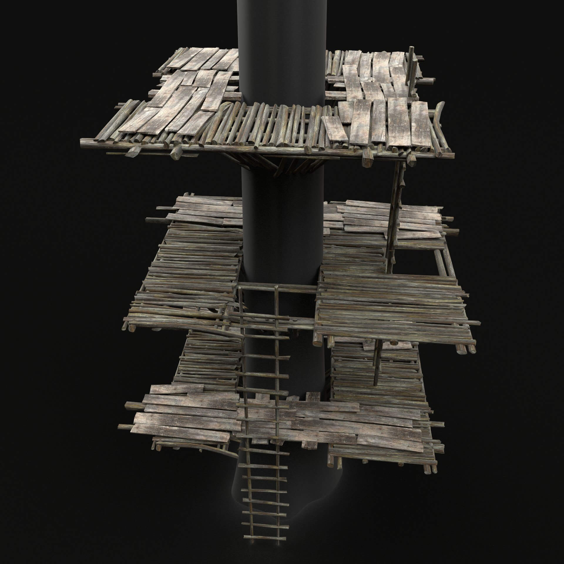 Tree Platform Wooden Watchtower - 3D Model by Enterables