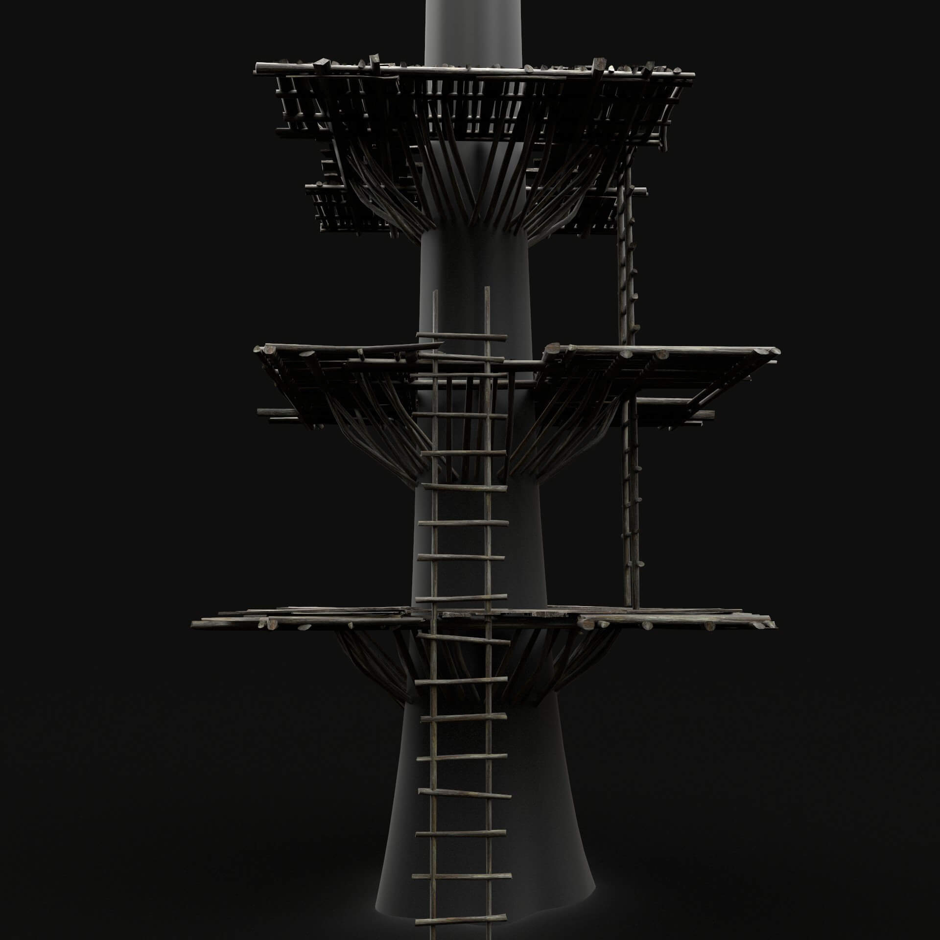 Tree Platform Wooden Watchtower - 3D Model by Enterables