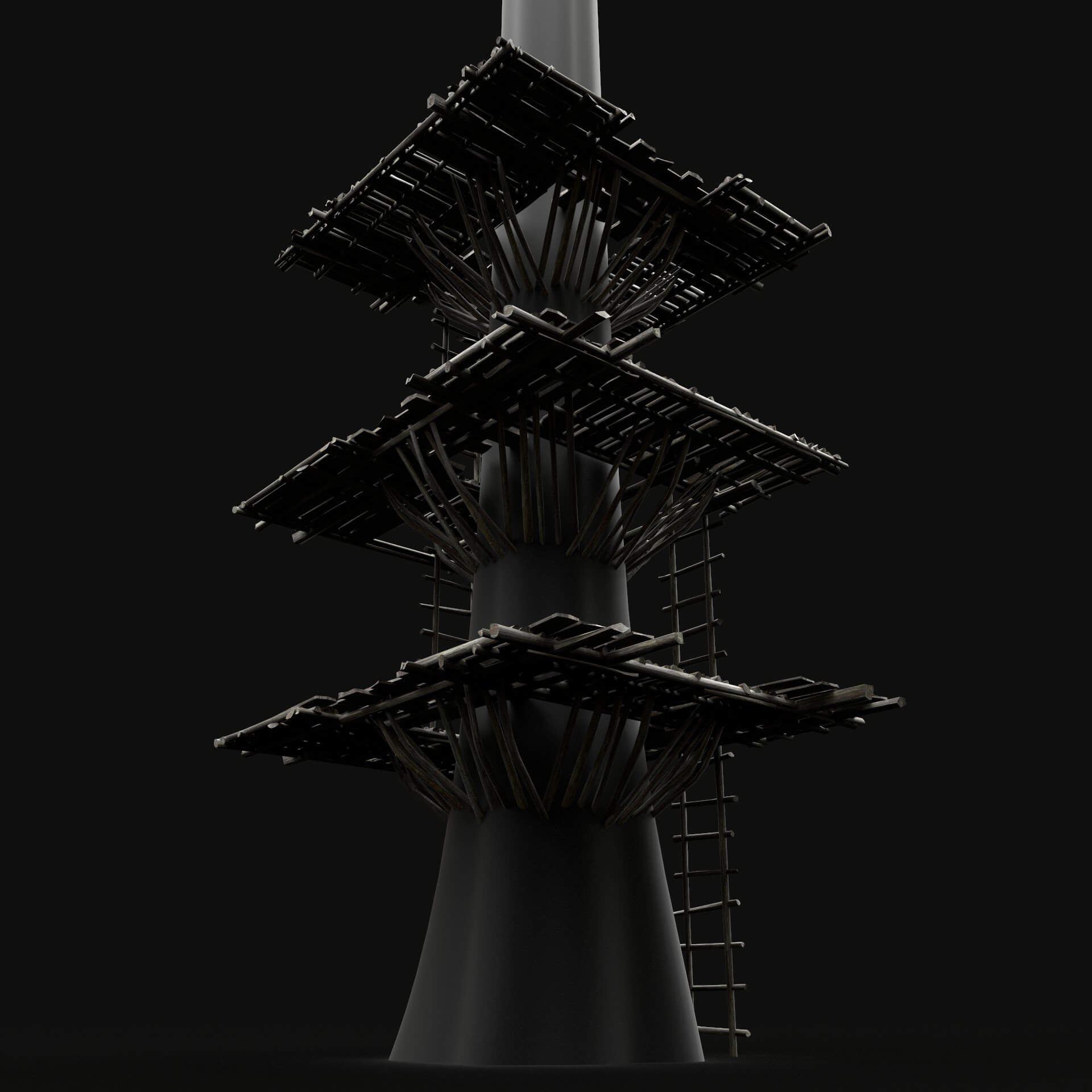 Tree Platform Wooden Watchtower - 3D Model by Enterables