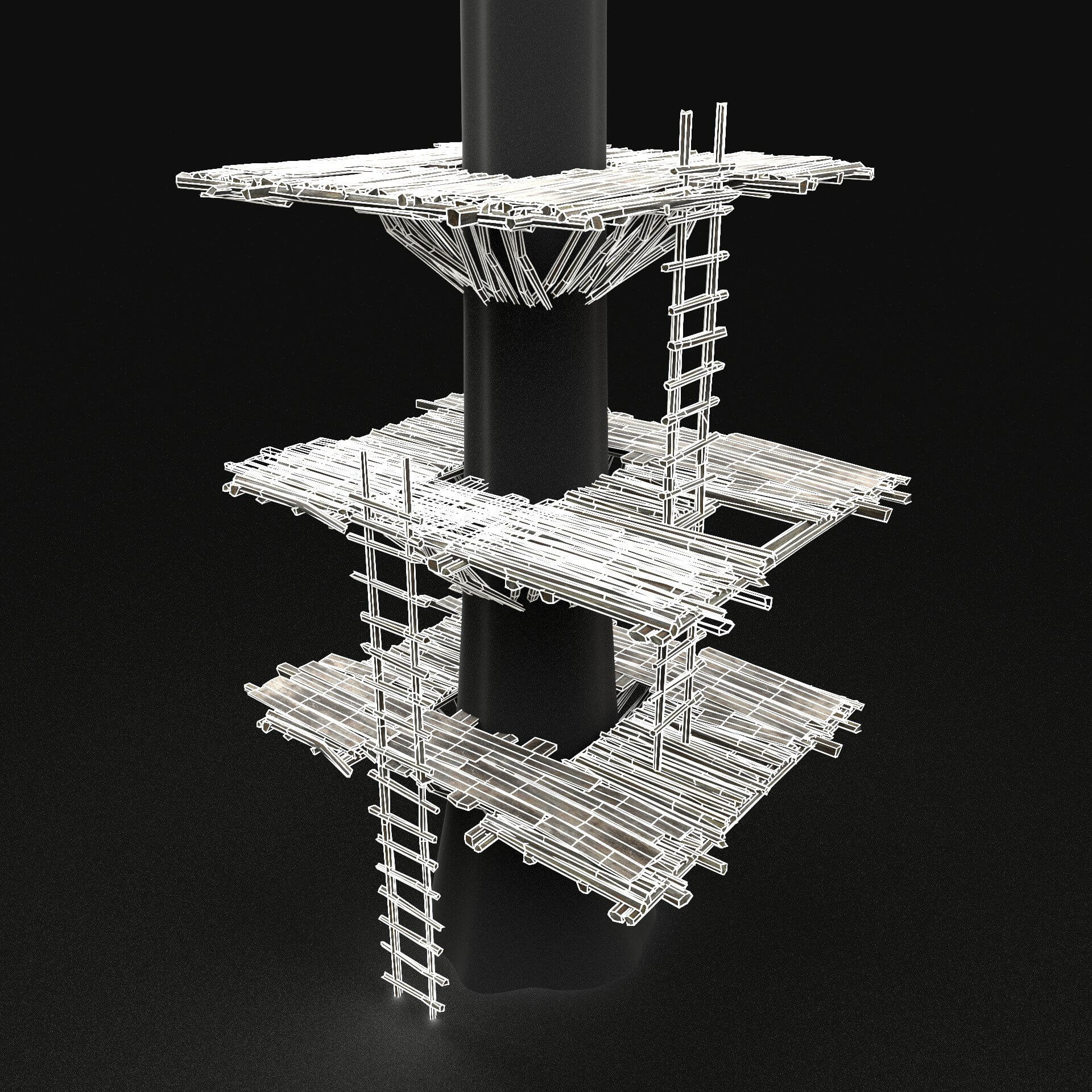 Tree Platform Wooden Watchtower - 3D Model by Enterables