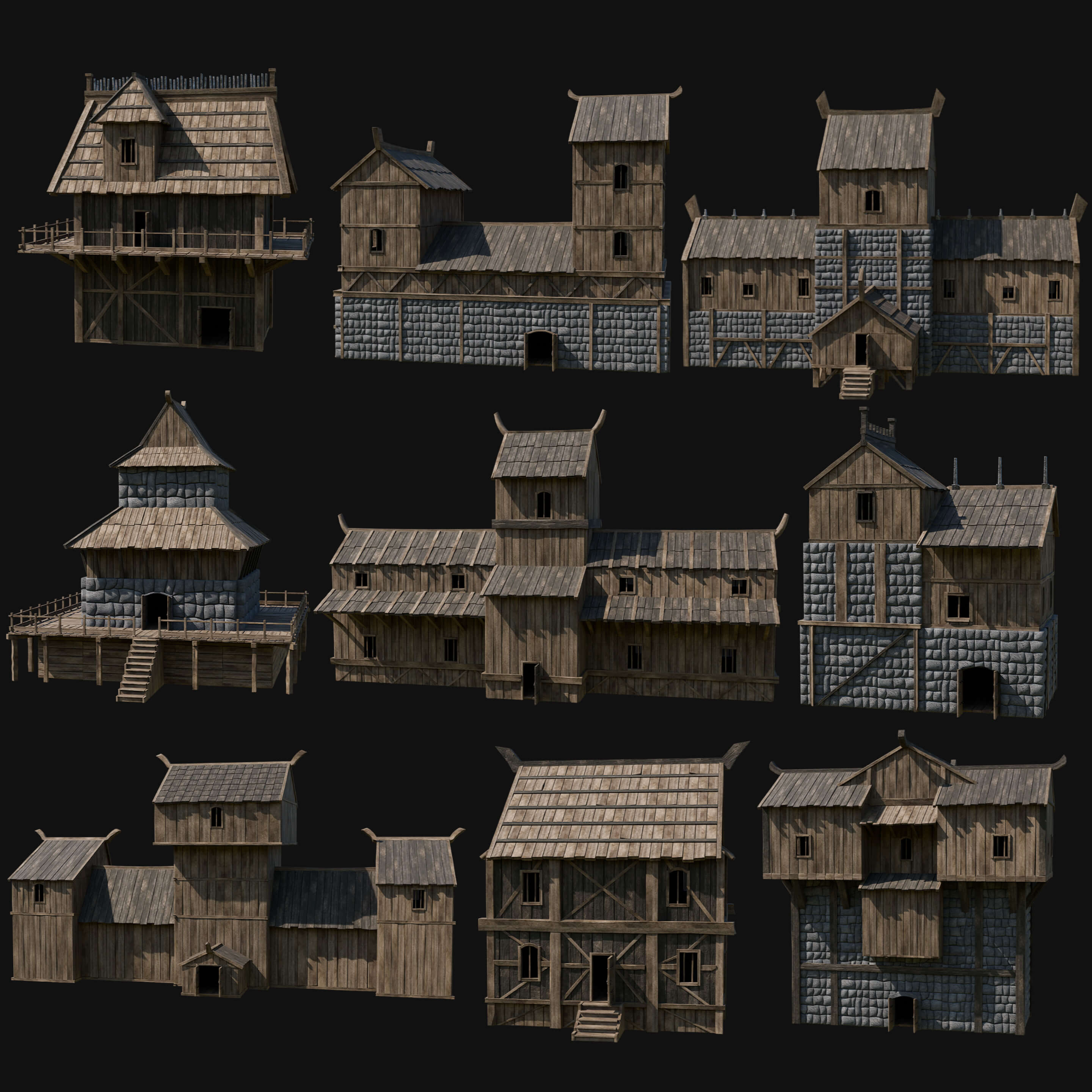 Viking Norse Medieval Fortress Collection - 3D Model by Enterables