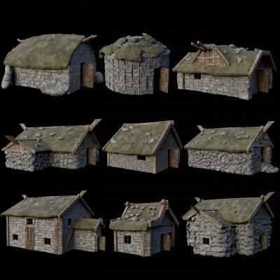 Viking Norse Medieval Turf Houses Collection - 3D Model by Enterables