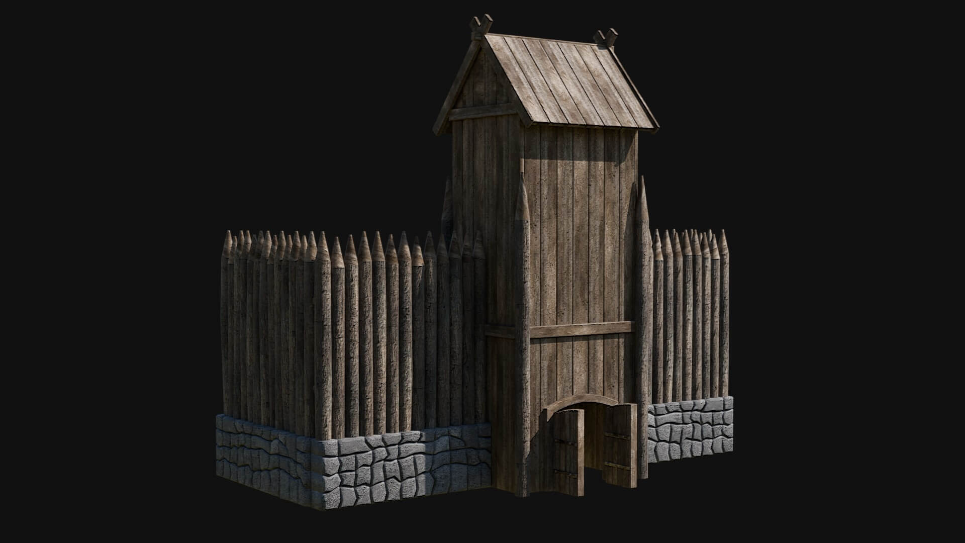 Viking Norse Medieval Walls and Gates Collection - 3D Model by Enterables