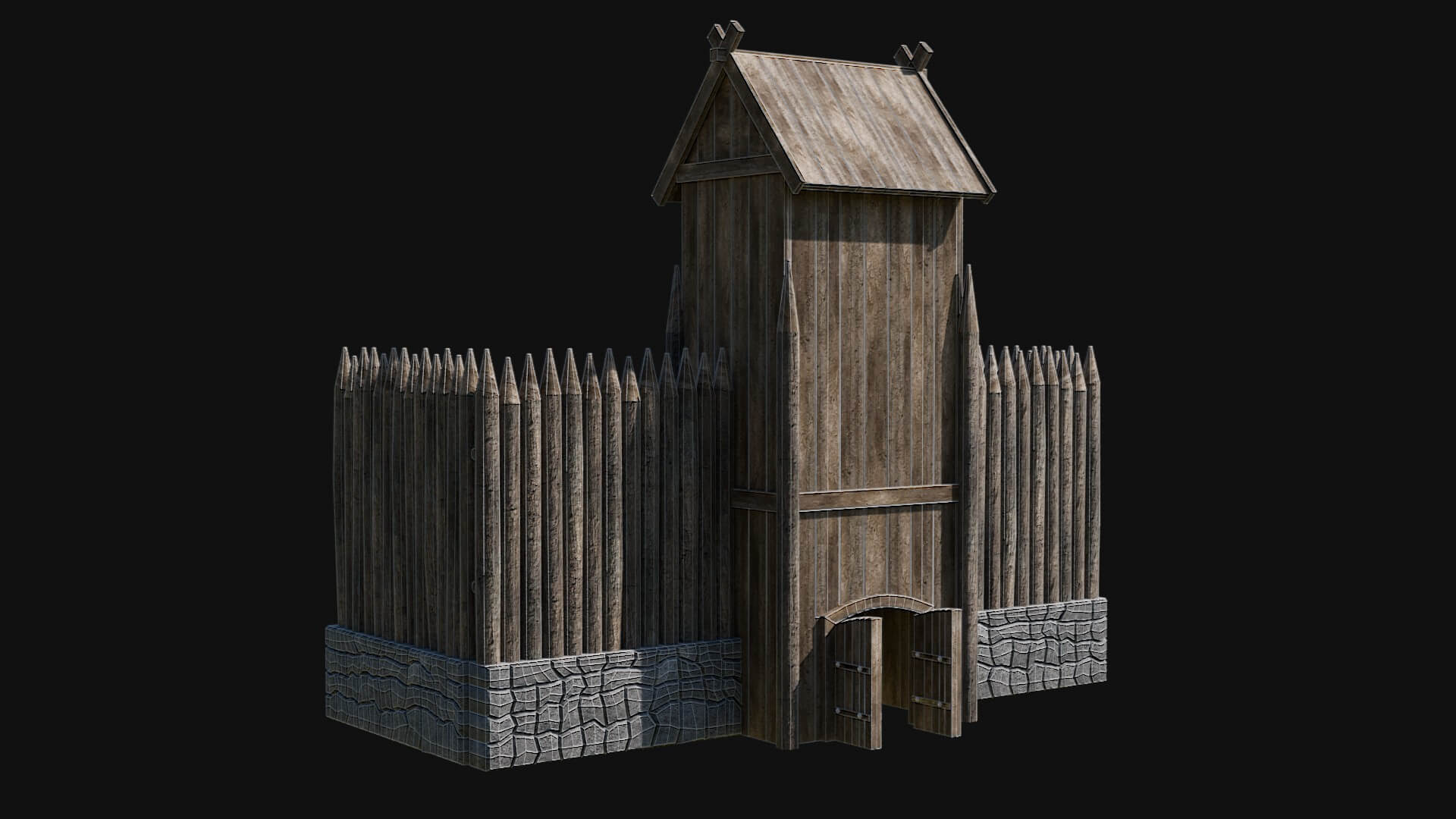 Viking Norse Medieval Walls and Gates Collection - 3D Model by Enterables