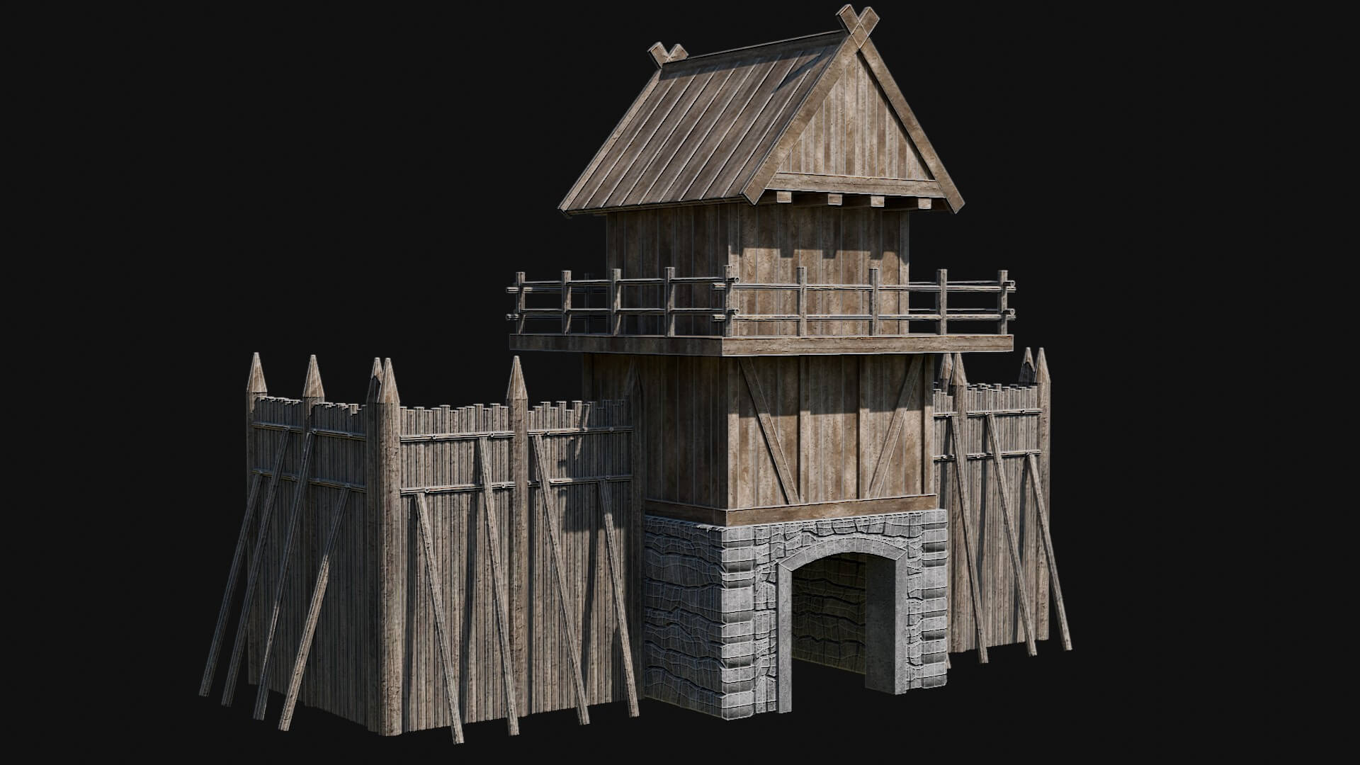 Viking Norse Medieval Walls and Gates Collection - 3D Model by Enterables