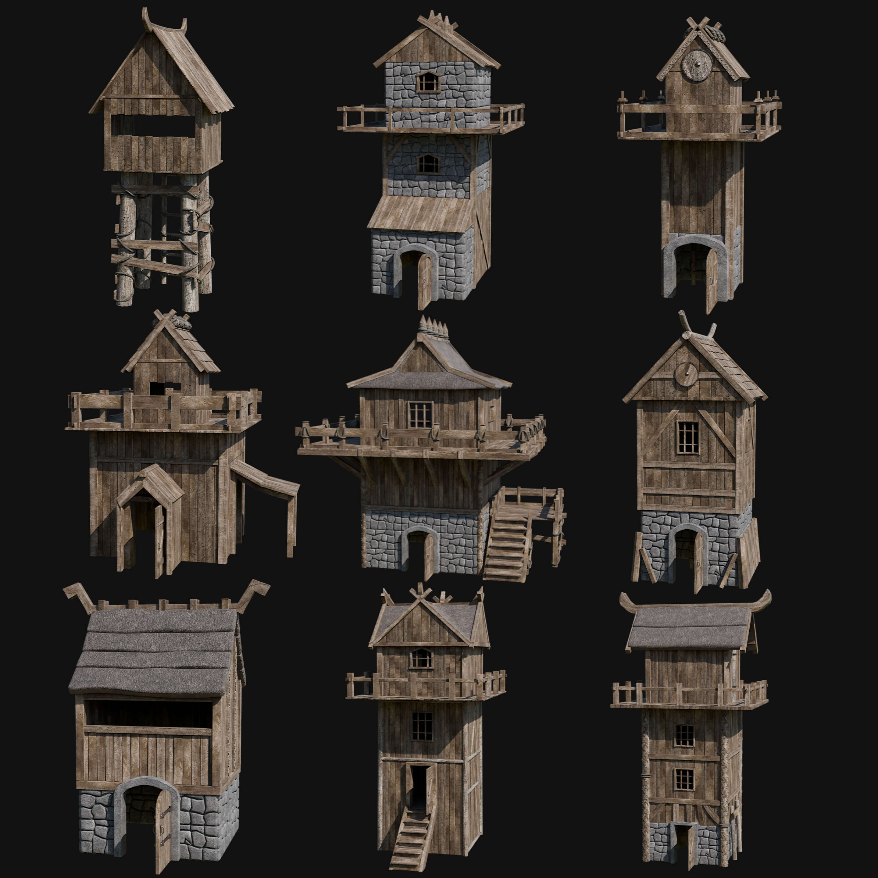 Viking Norse Medieval Watchtower Collection - 3D Model by Enterables