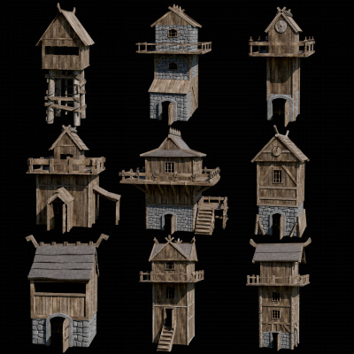 Viking Norse Medieval Watchtower Collection - 3D Model by Enterables