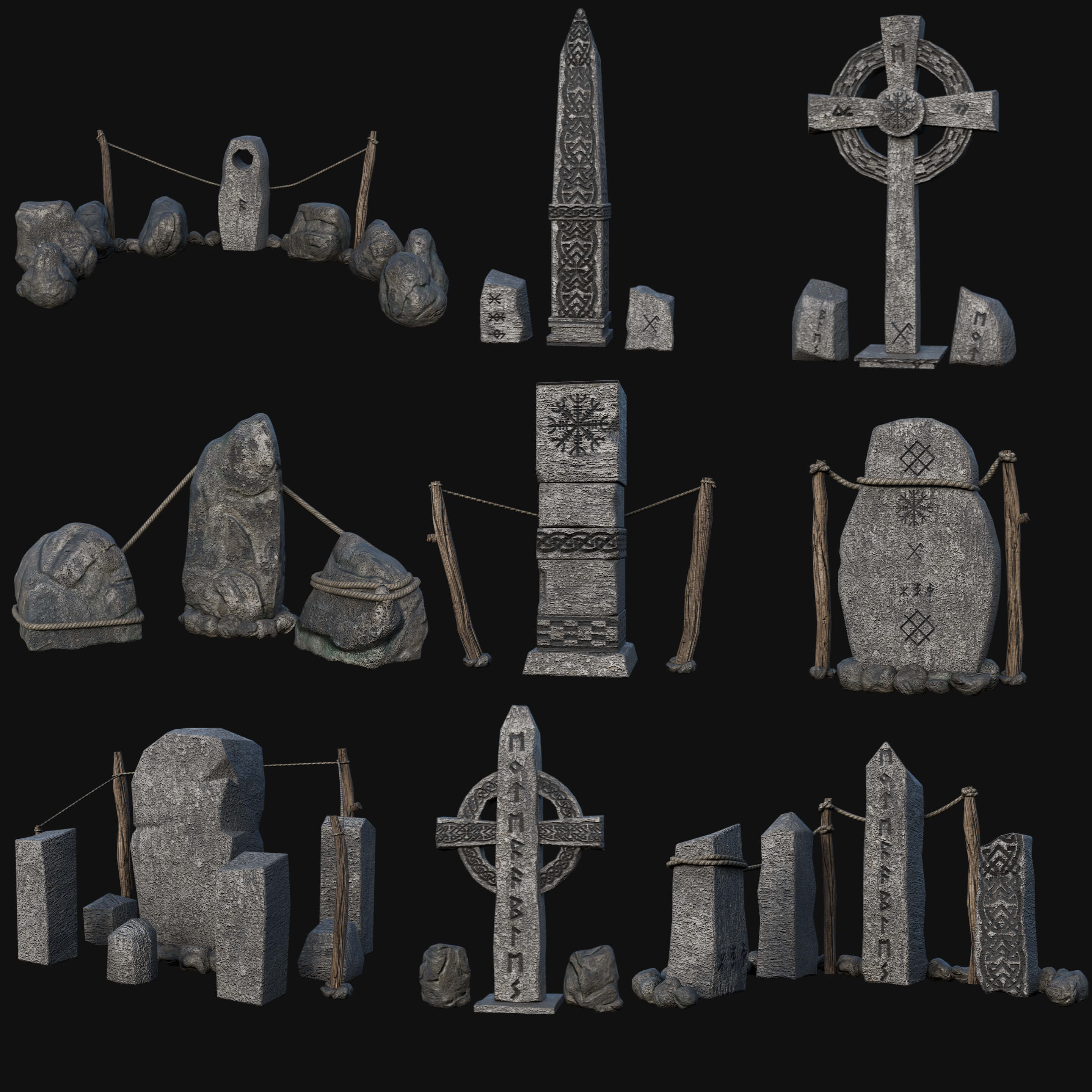 Viking Norse Totem Structures Collection - 3D Model by Enterables